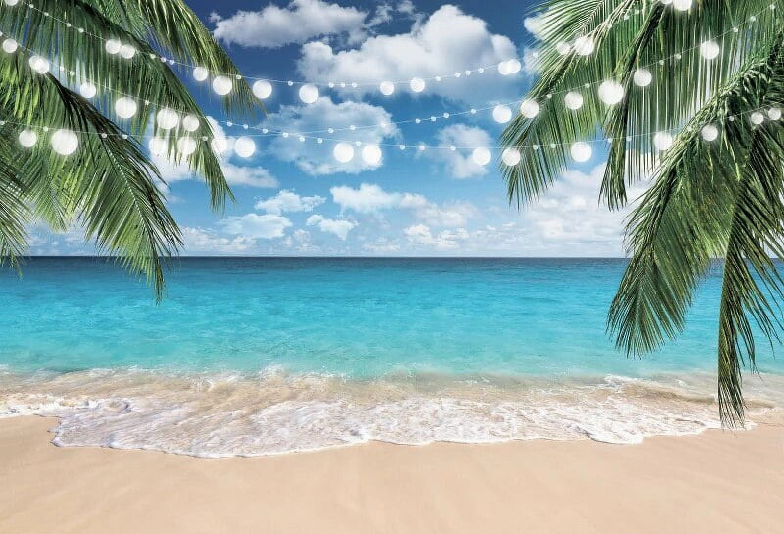 Laeacco Summer Sea Backdrops Sky Clouds Tropical Beach Palms Trees ...