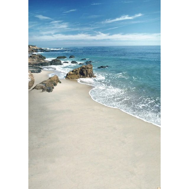 Laeacco Summer Tropical Seaside Beach Photo Backdrop Dusk Sand Castle ...