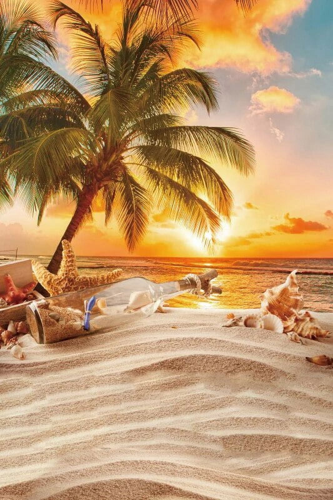 Laeacco Summer Tropical Seaside Beach Photo Backdrop Dusk Sand Castle ...