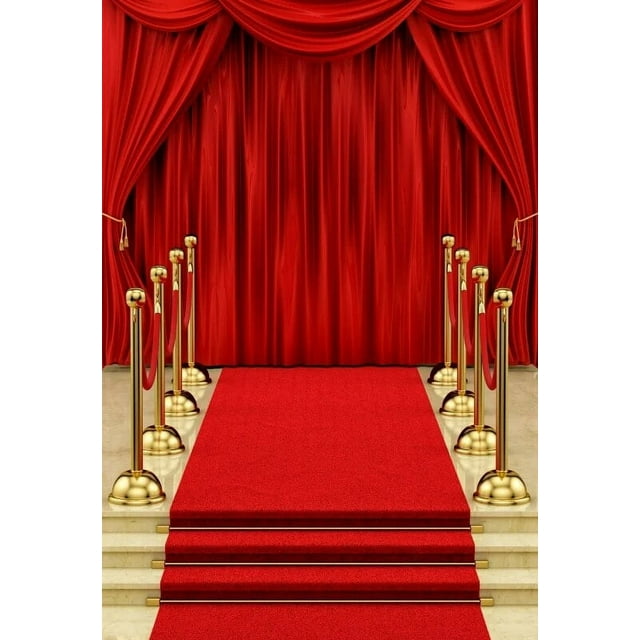 Laeacco Theme Party Backdrops Red Ceremony Carpet Stage Luxurious ...