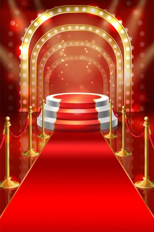 Laeacco Theme Party Backdrops Red Ceremony Carpet Stage Luxurious ...