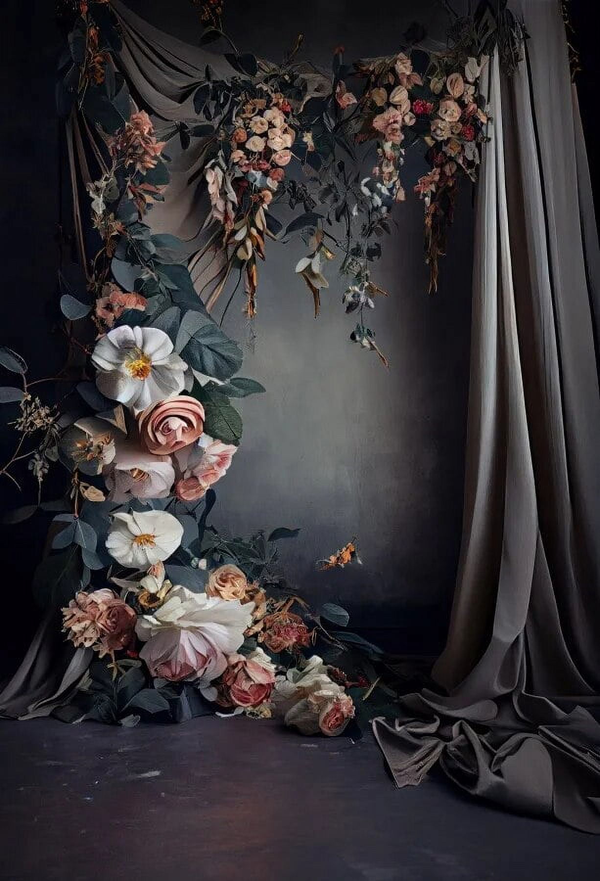 Laeacco Vintage Interior Window Flowers Oil Painting Style Photography ...