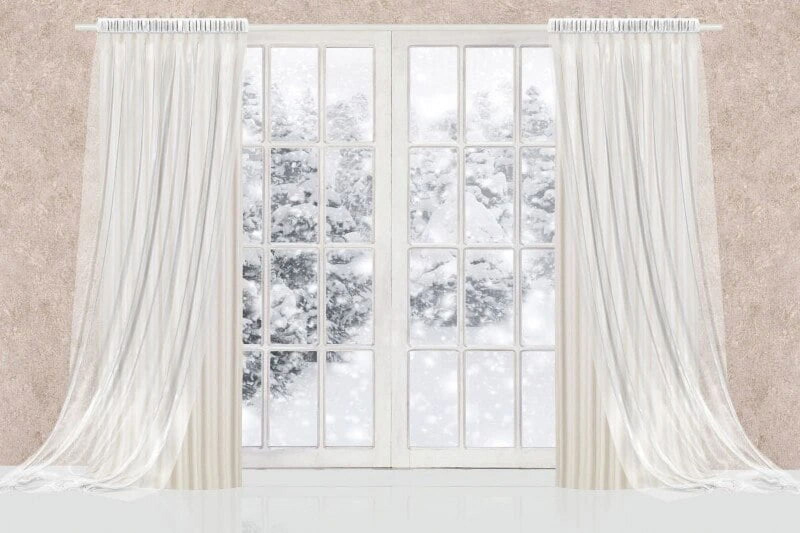 Laeacco Wedding Photophone White Chic Wall Flowers Lights Headboard ...