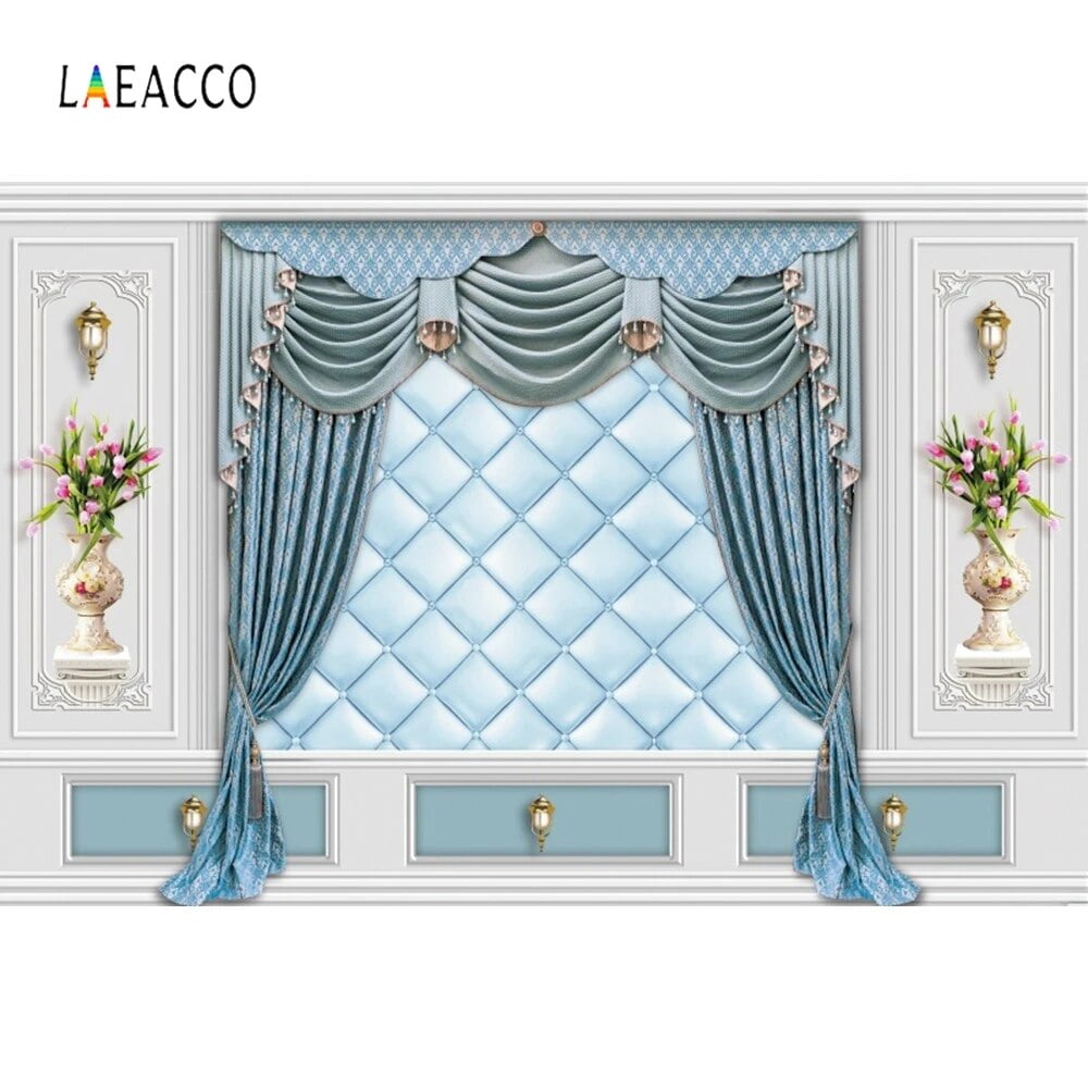 Laeacco Wedding Photophone White Chic Wall Flowers Lights Headboard ...