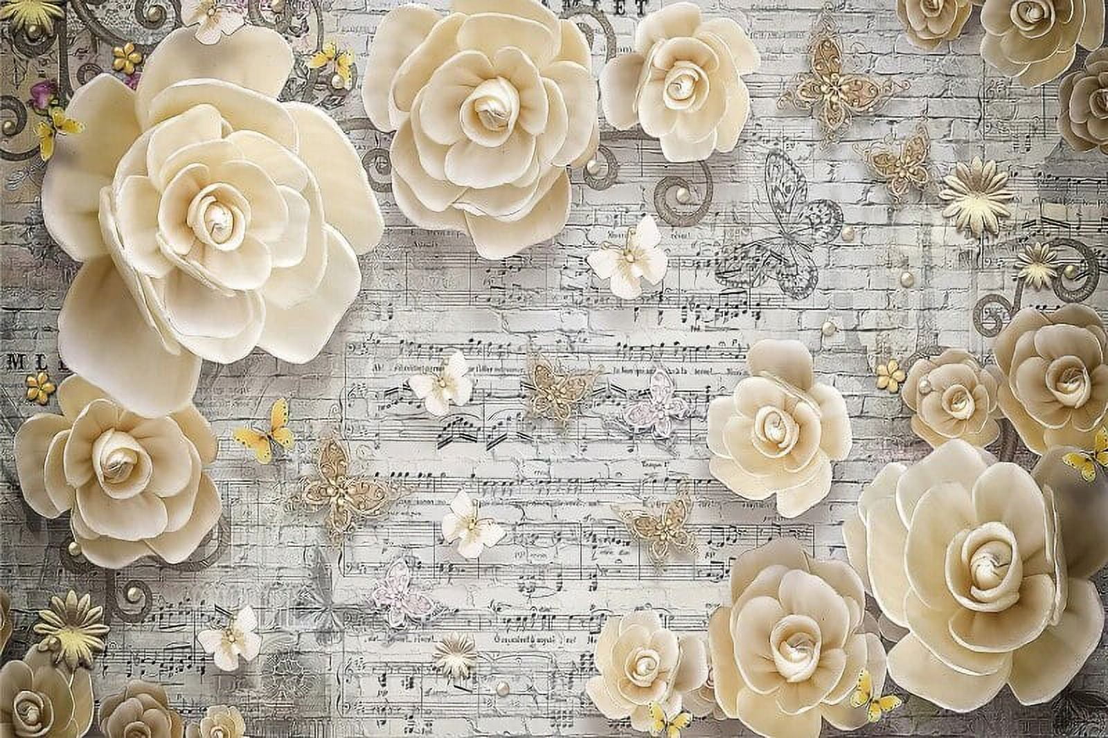 Laeacco White Brick Wall Note Graffiti Flower Butterfly Background ...