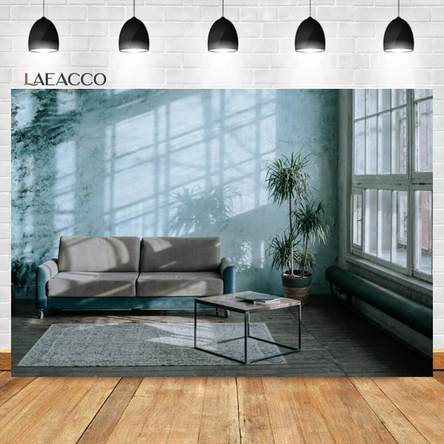 Laeacco White Chic House Room Interior French Window Scenery Green ...