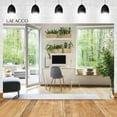 Laeacco White Chic House Room Interior French Window Scenery Green ...