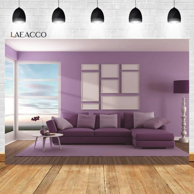 Laeacco White Chic House Room Interior French Window Scenery Green ...