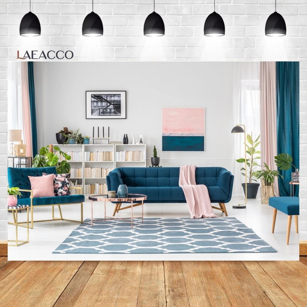 Laeacco White Chic House Room Interior French Window Scenery Green ...