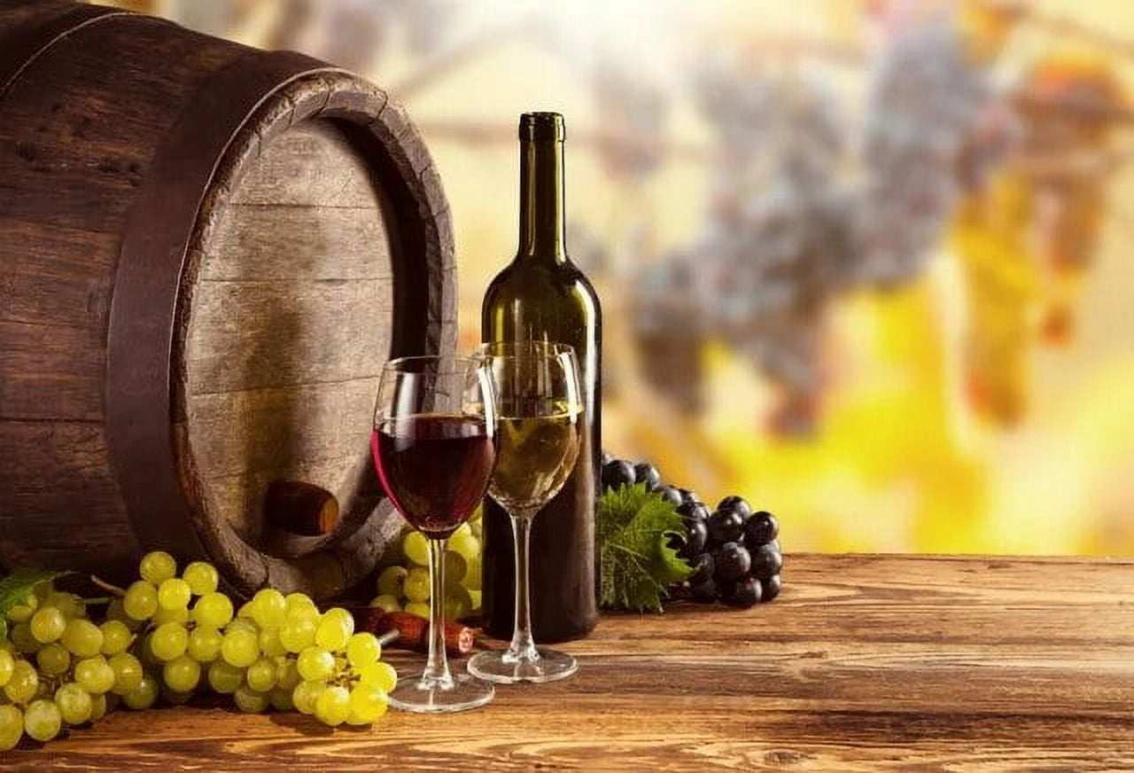 Laeacco Wine Photo Backdrop Poster Vintage Wooden Jar Grape Wine Autumn ...