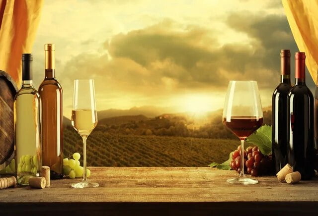 Laeacco Wine Photo Backdrop Poster Vintage Wooden Jar Grape Wine Autumn ...