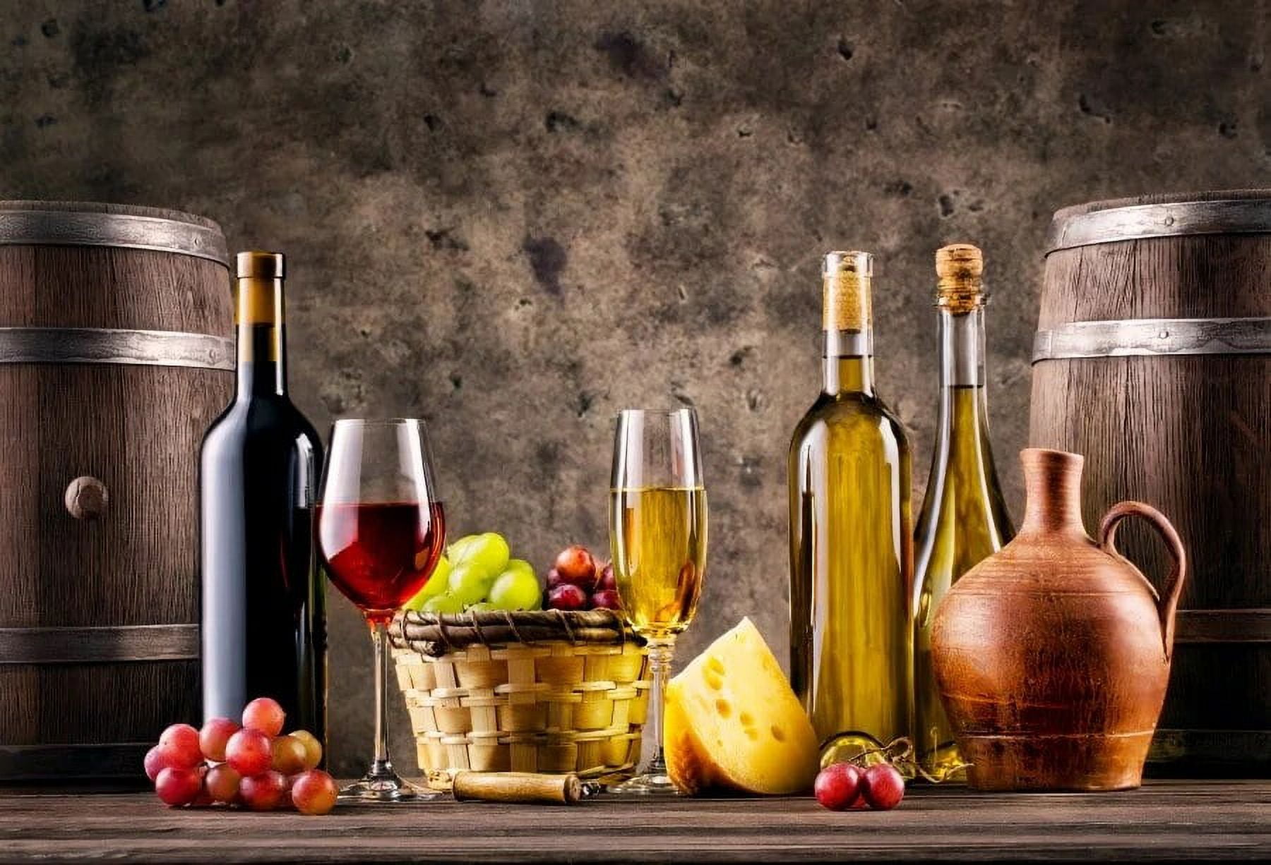 Laeacco Wine Photo Backdrop Poster Vintage Wooden Jar Grape Wine Autumn ...