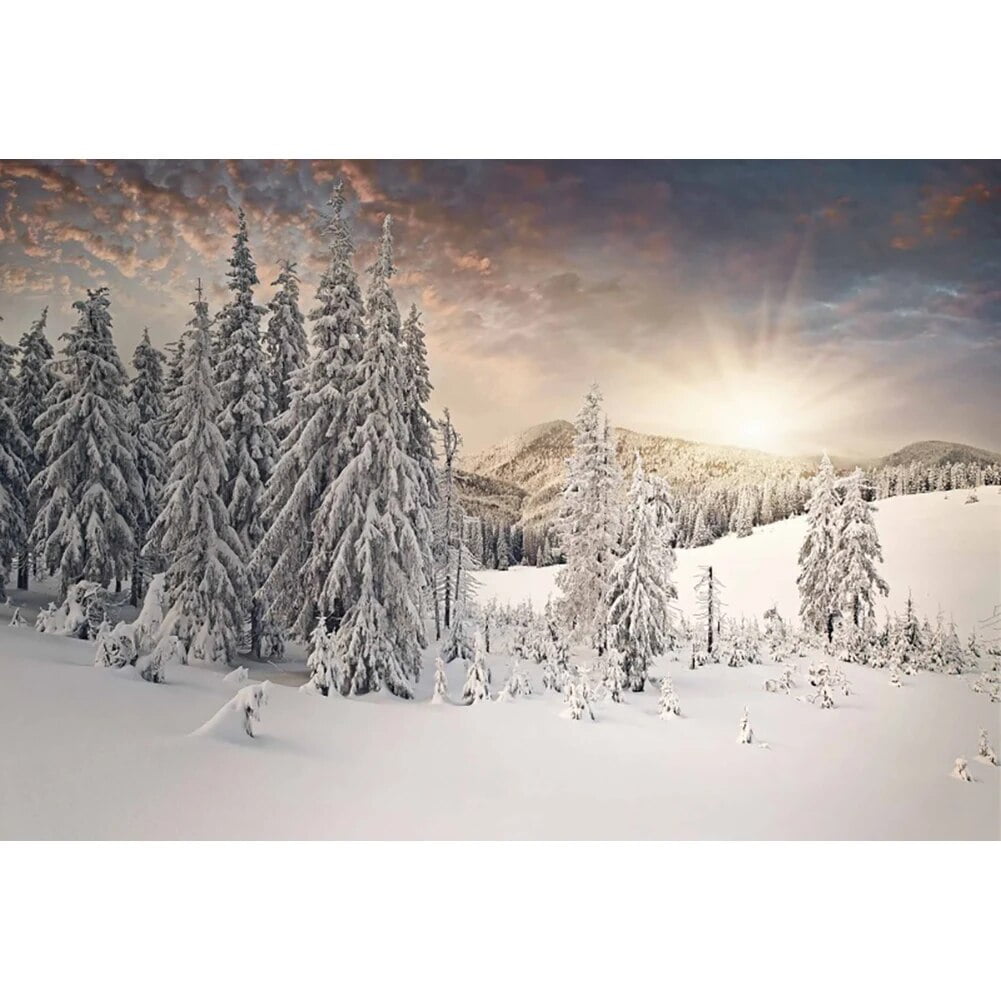 Laeacco Winter Snow Mountain Ski Slate Sunny Day Holiday Party Scenic ...