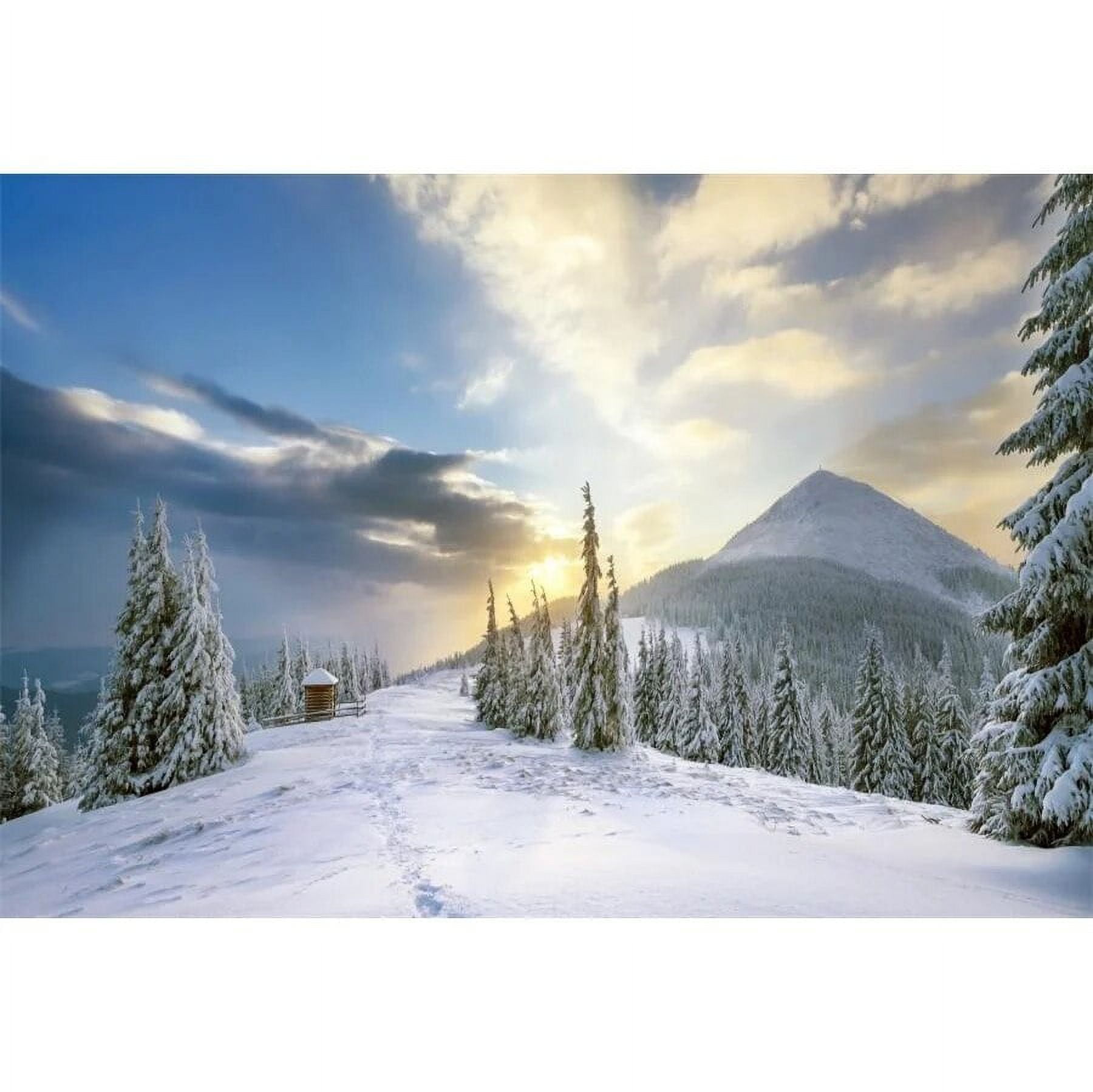 Laeacco Winter Snow Mountain Ski Slate Sunny Day Holiday Party Scenic ...