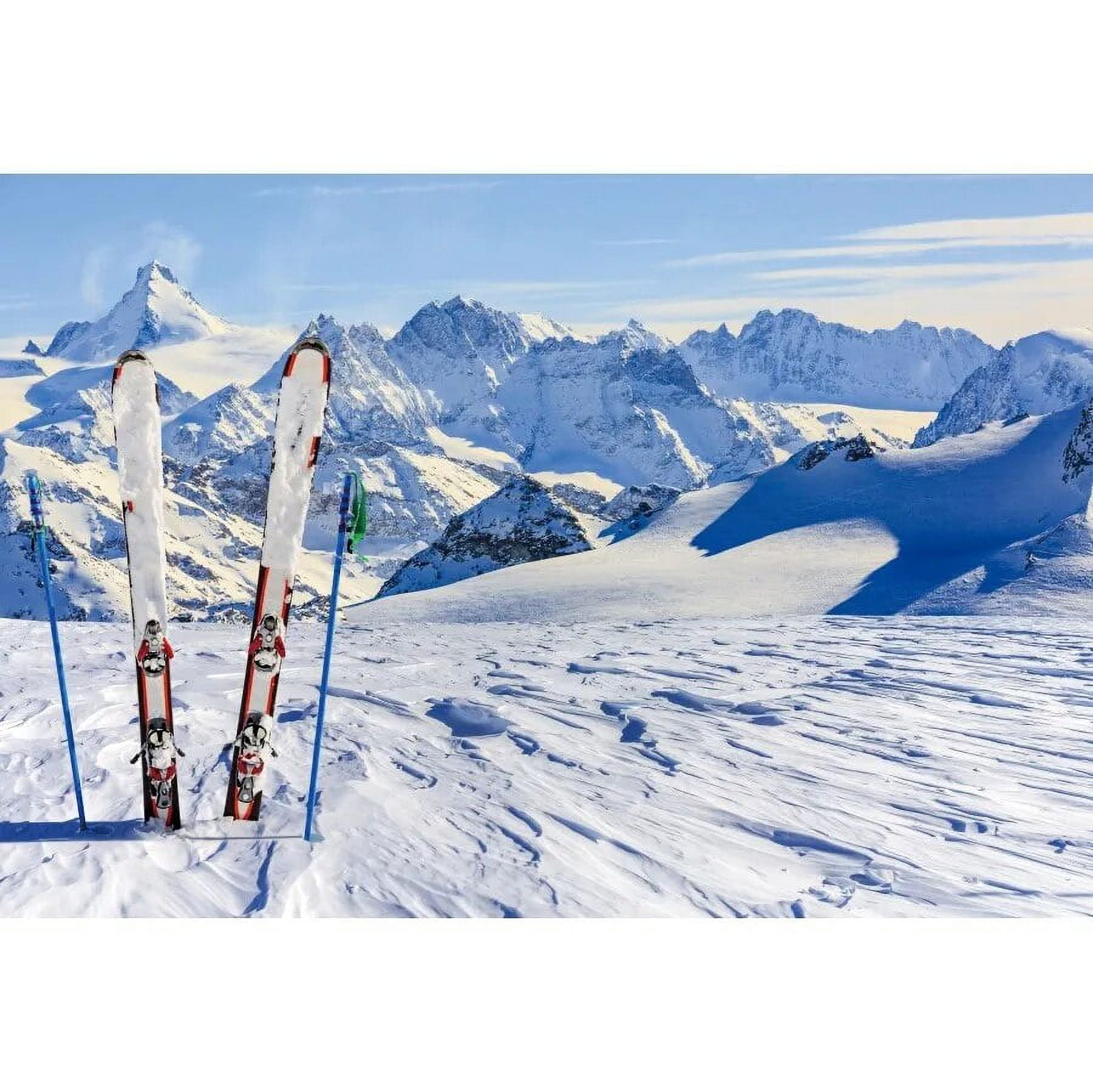 Laeacco Winter Snow Mountain Ski Slate Sunny Day Holiday Party Scenic ...