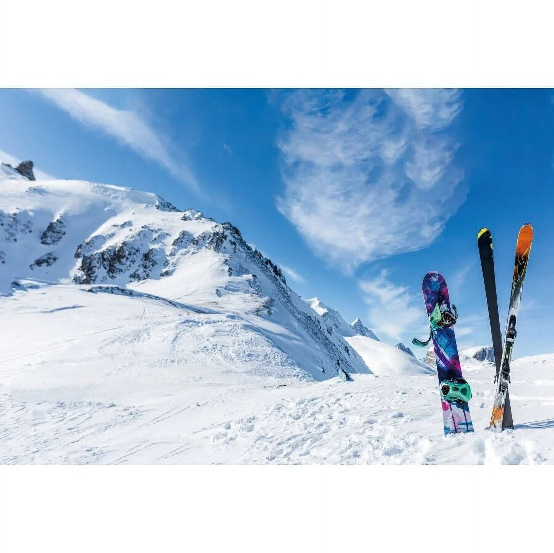 Laeacco Winter Snow Mountain Ski Slate Sunny Day Holiday Party Scenic ...