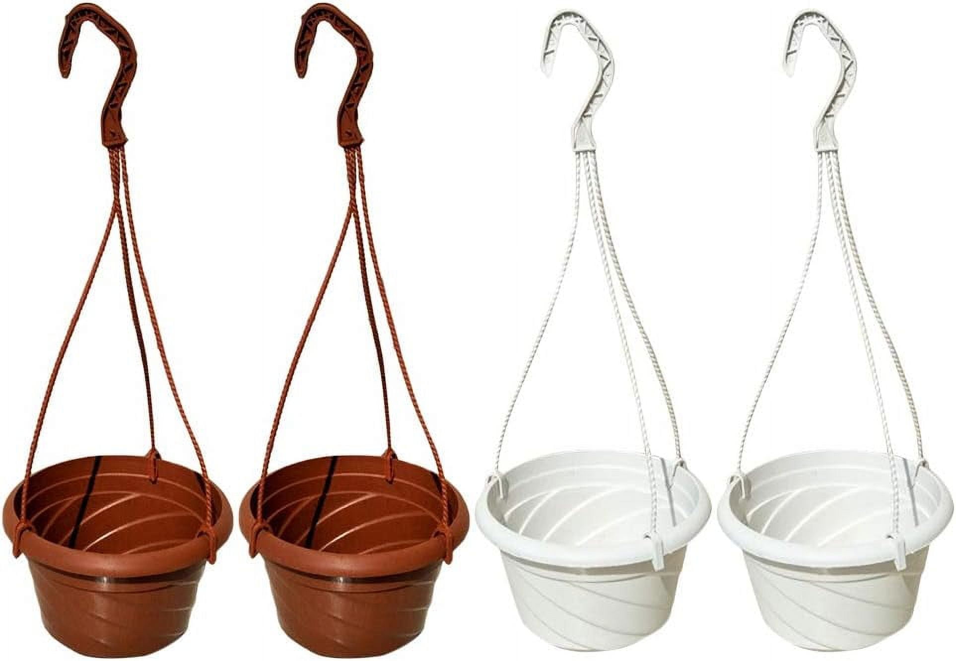 Laegsmetg 4 Pieces Plastic Hanging Flower Plant Pots Chain Basket ...