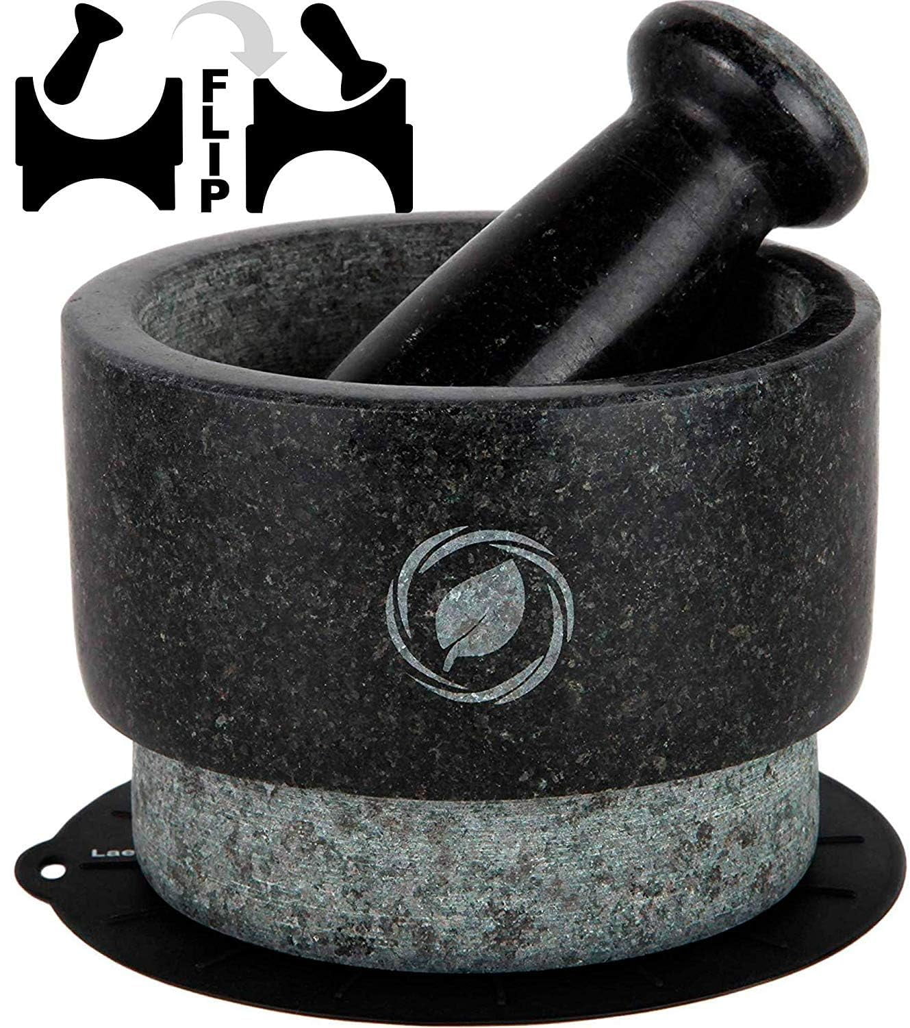 Laevo Large Capacity Mortar and Pestle Set | Black Granite Stone Spice ...
