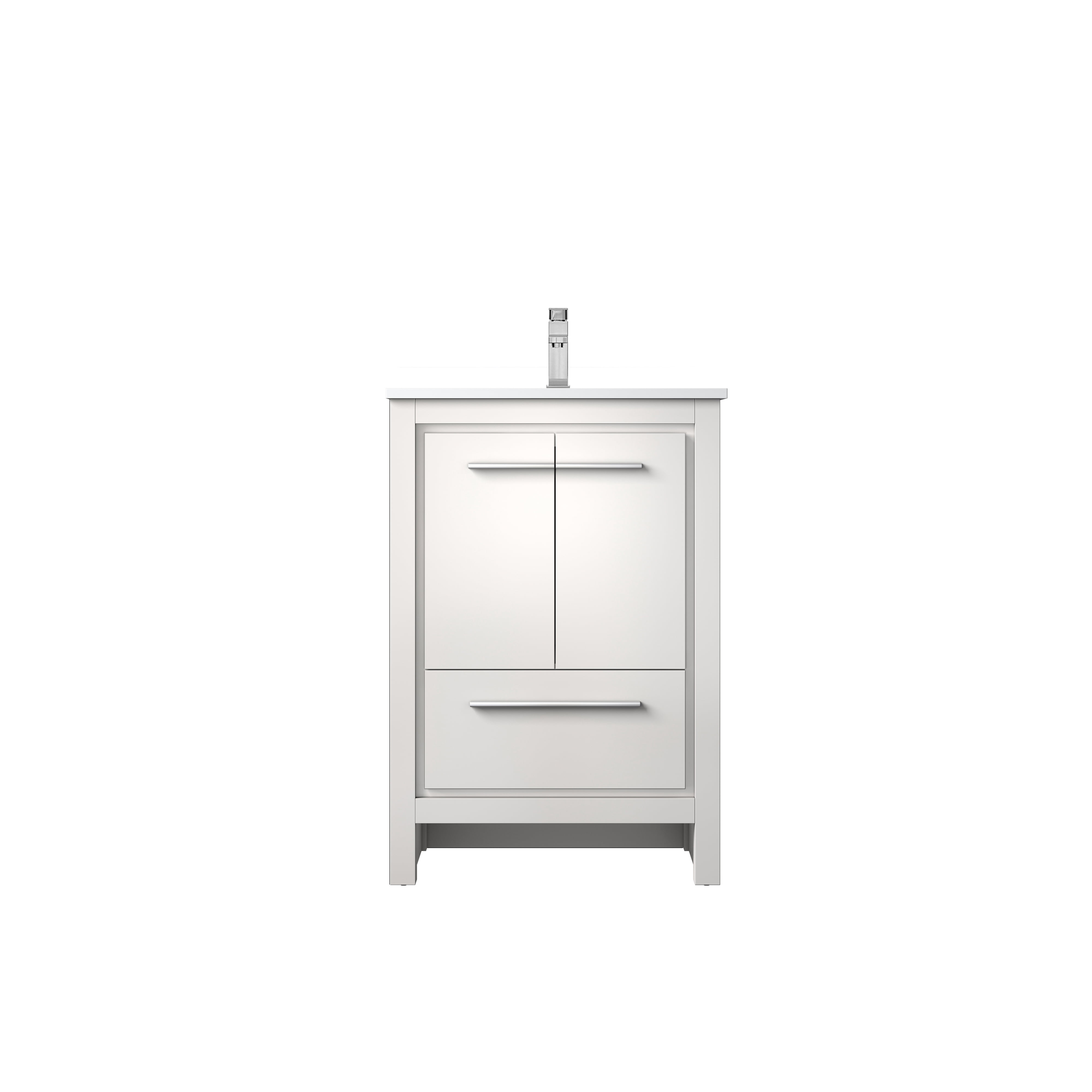 Lafarre 24 in W x 20 in D White Bath Vanity, White Quartz Top and ...