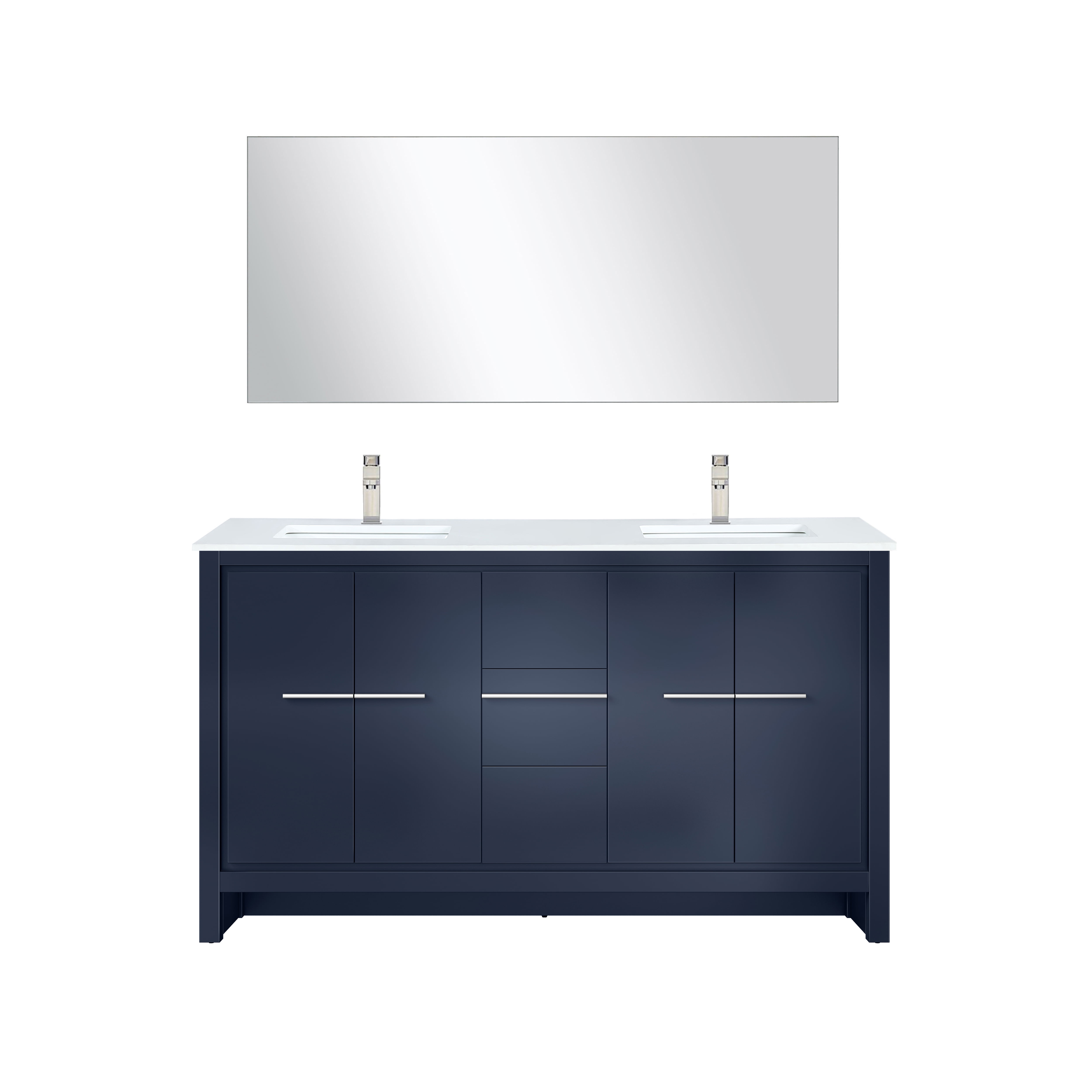 Lafarre 60 in W Navy Blue Double Vanity, Cultured Marble Top, Faucet ...