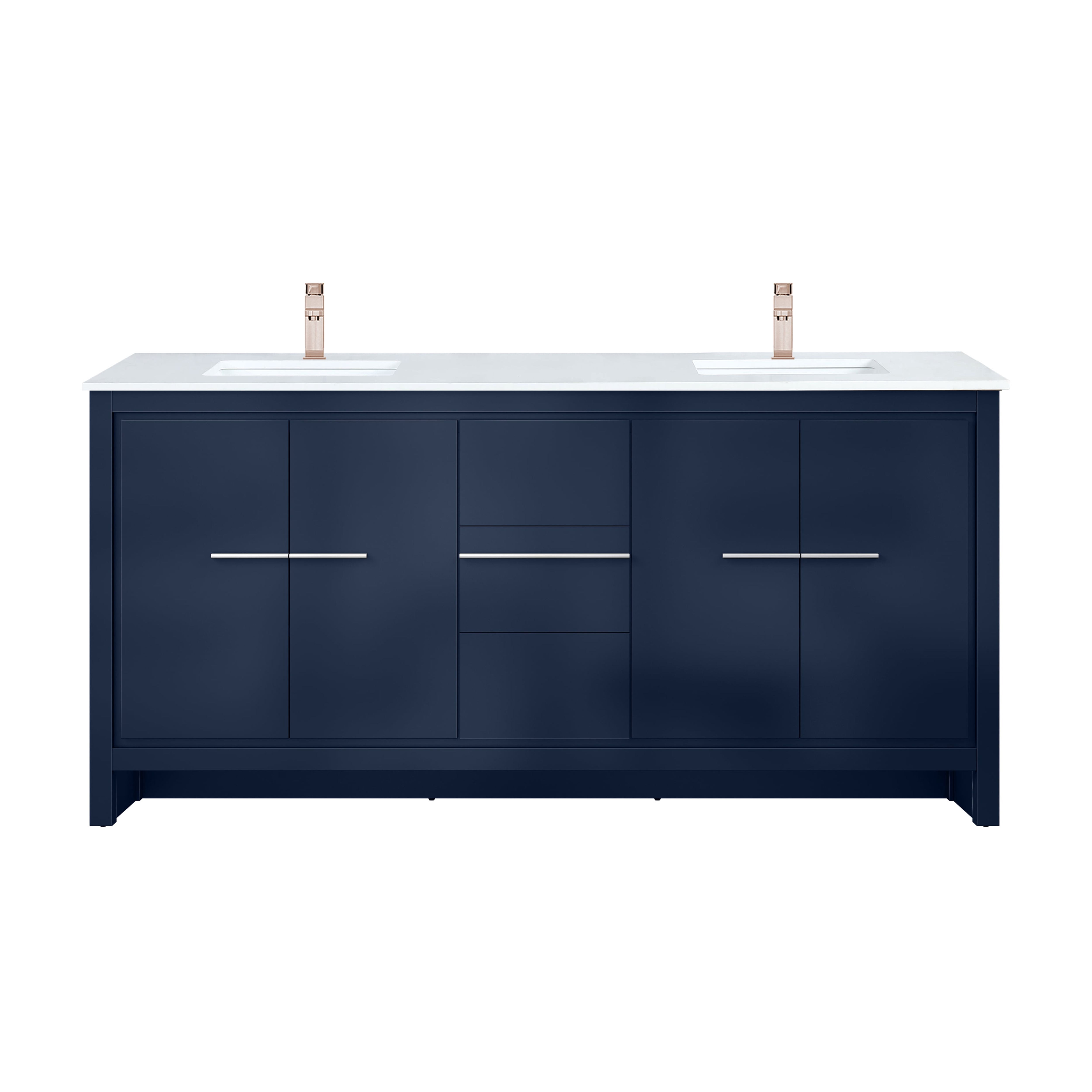Lafarre 72 in W Navy Blue Double Bath Vanity, Cultured Marble Top and ...
