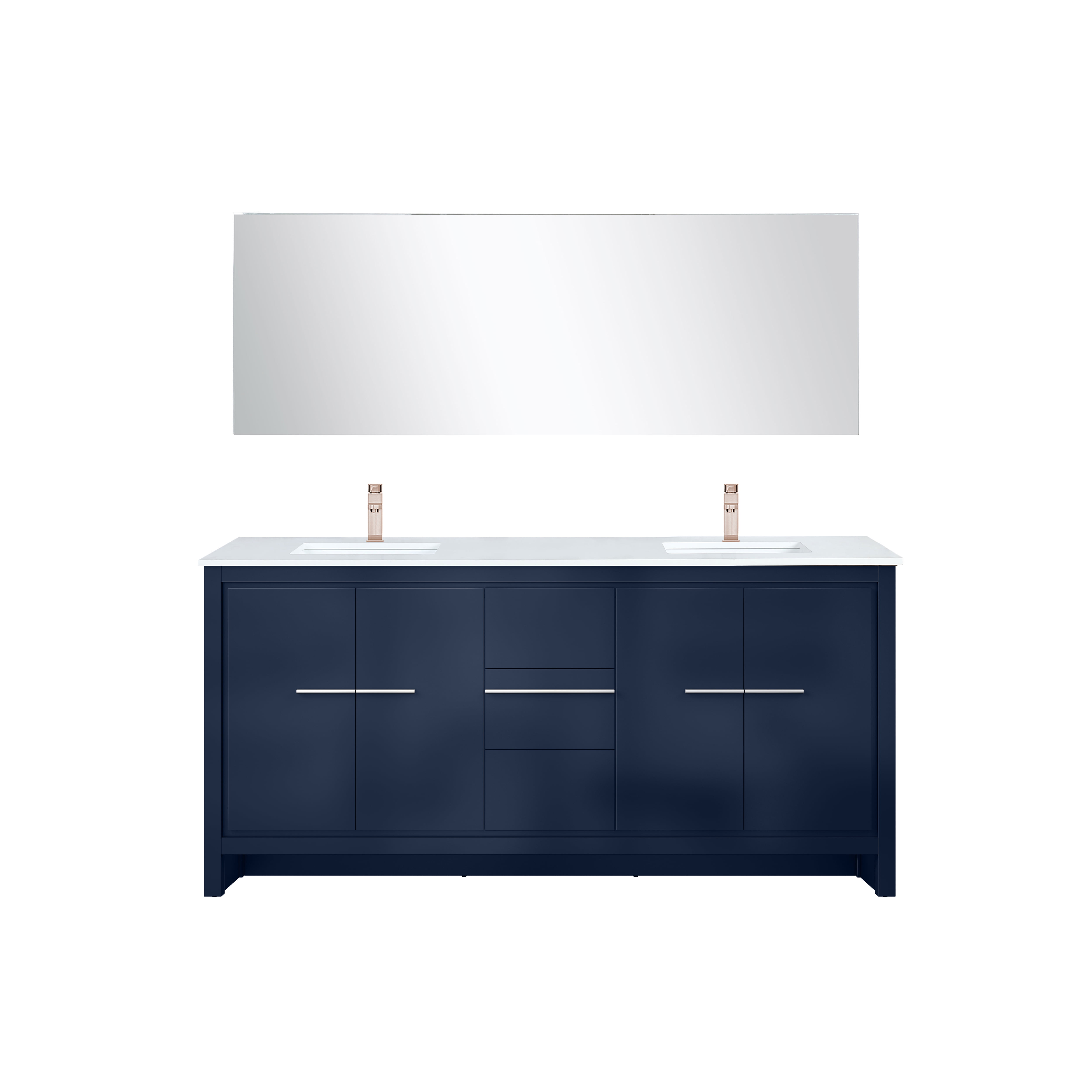 Lafarre 72 in W Navy Blue Double Vanity, Cultured Marble Top, Faucet ...