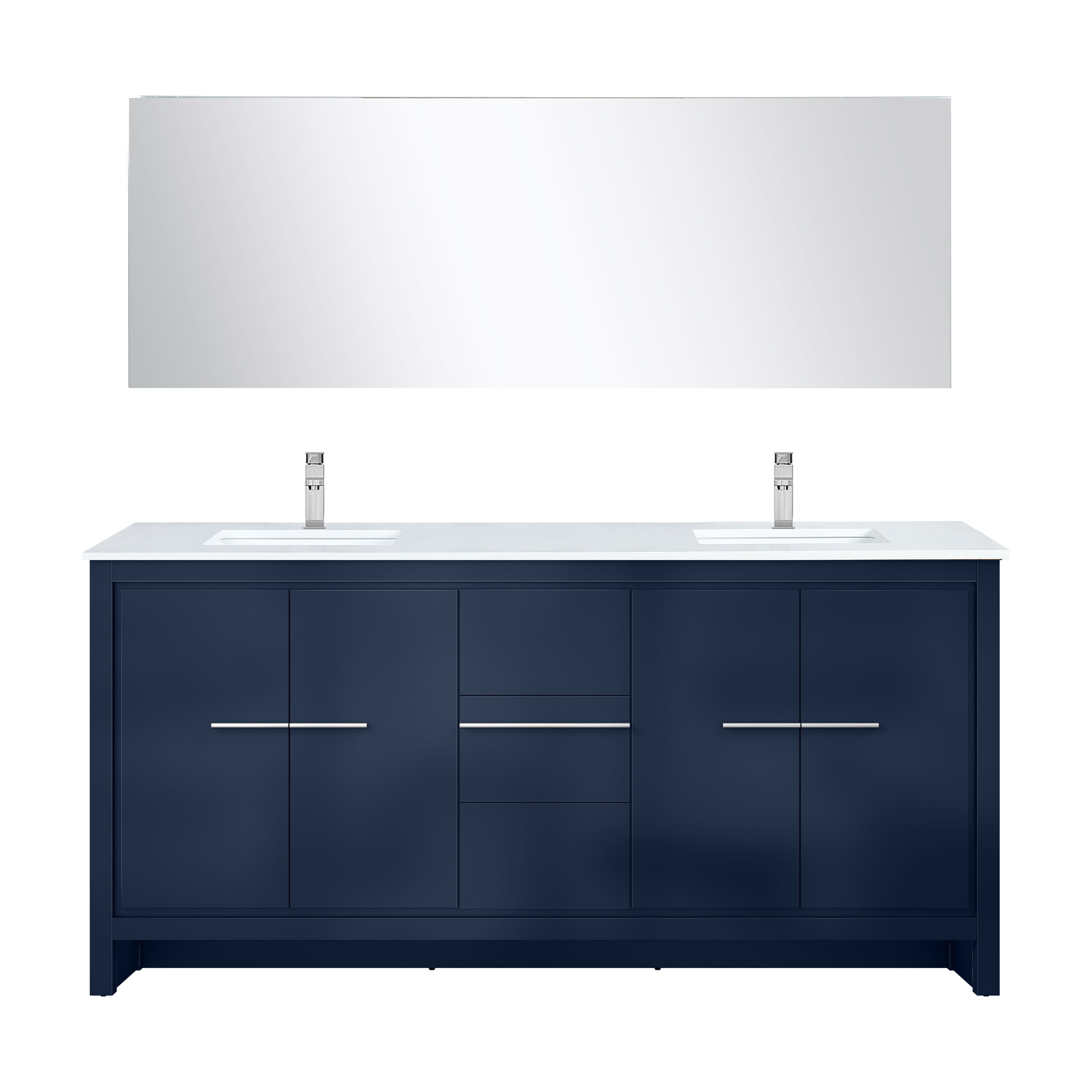 Lafarre 72 in W Navy Blue Double Vanity, Cultured Marble Top, Faucet ...