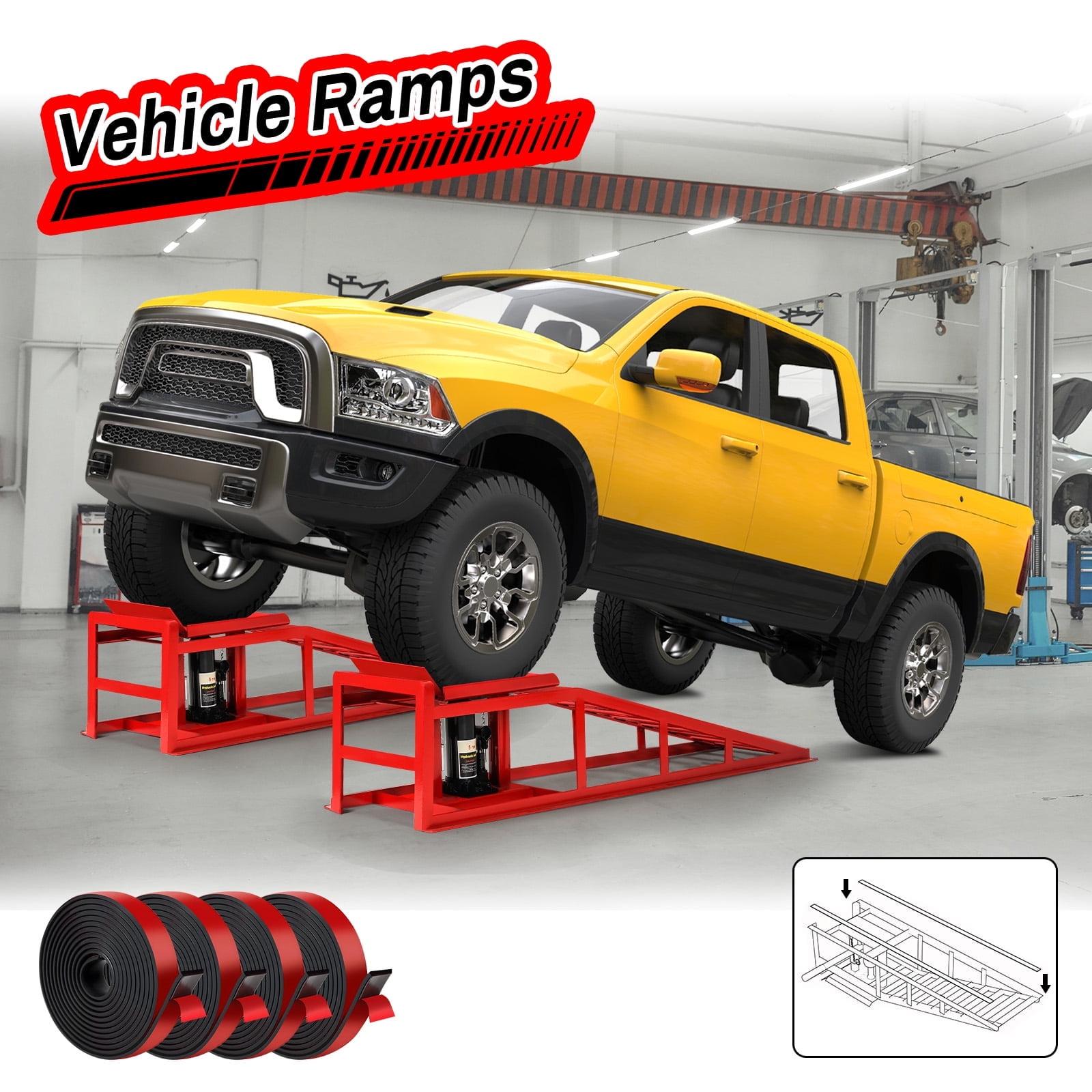 Lafati 2-Pack Hydraulic Car Ramps: Heavy-Duty Vehicle Ramps with 5T ...
