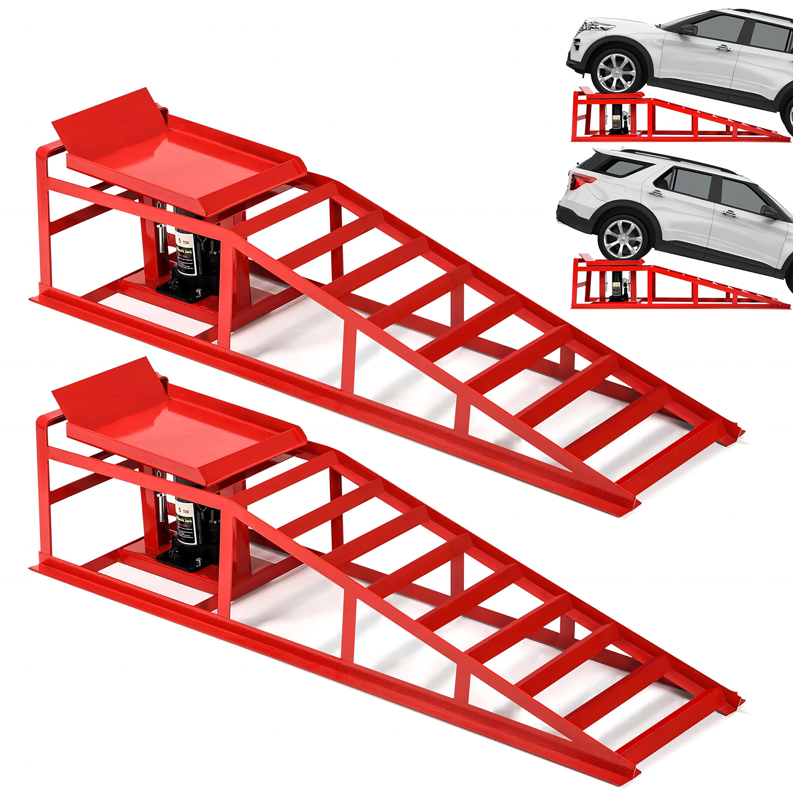 Lafati 2PCS 5T 10000lbs Hydraulic Car Ramps - Heavy Duty Steel for Home ...