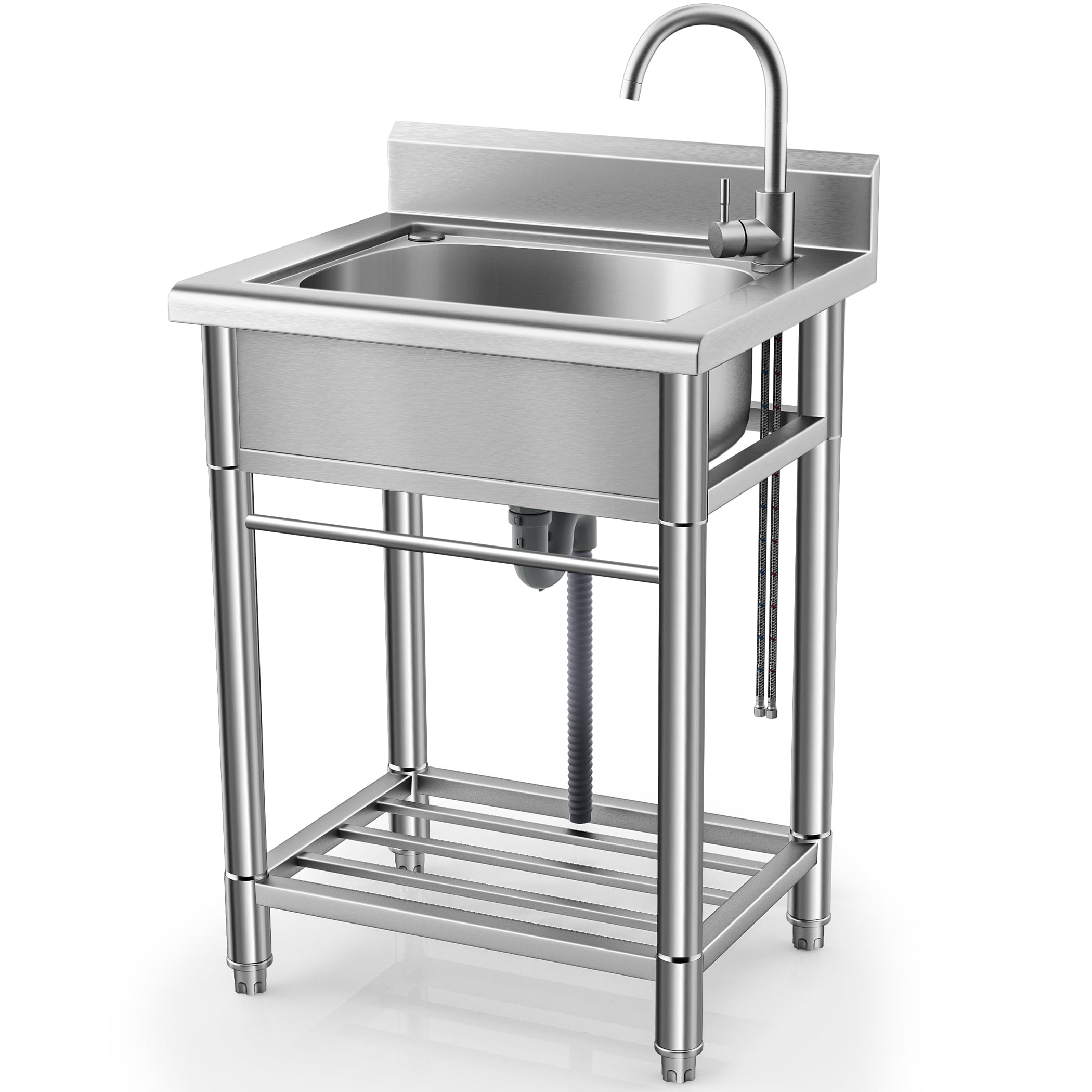 Lafati 23" Stainless Steel Freestanding Utility Sink - Single Bowl with ...