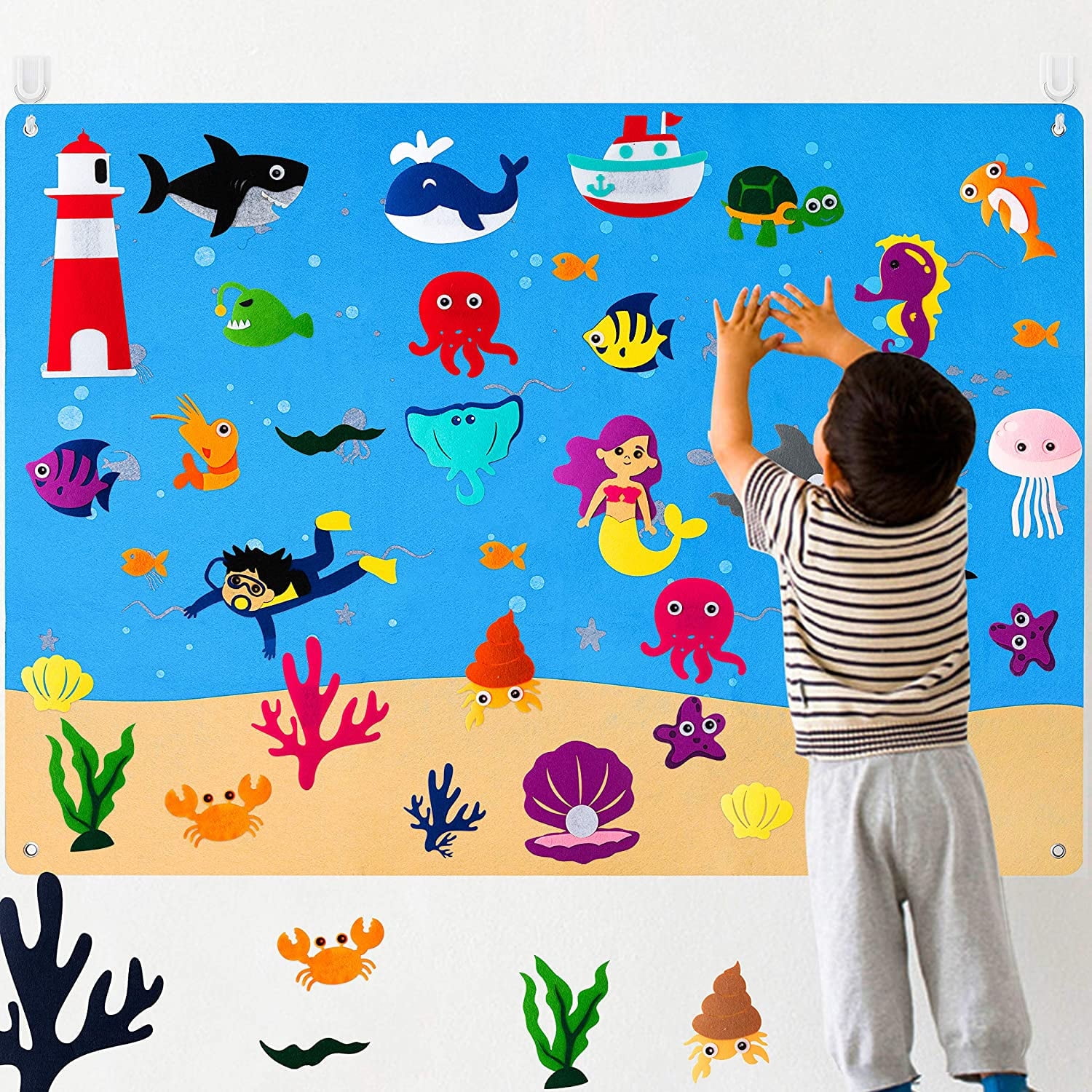Laffact 45pcs Ocean Sea Felt Storyboard Set For Kids Cognitive Ses ...