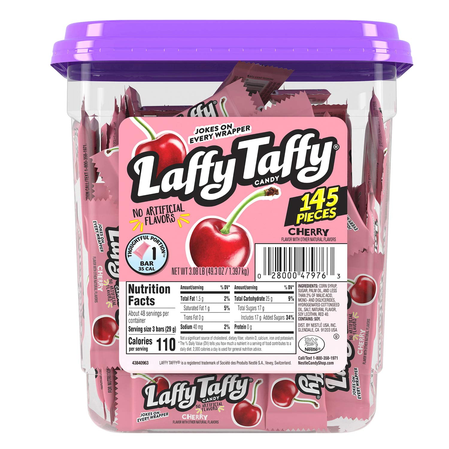 Laffy Taffy Candy Jar Cherry 145 Pieces