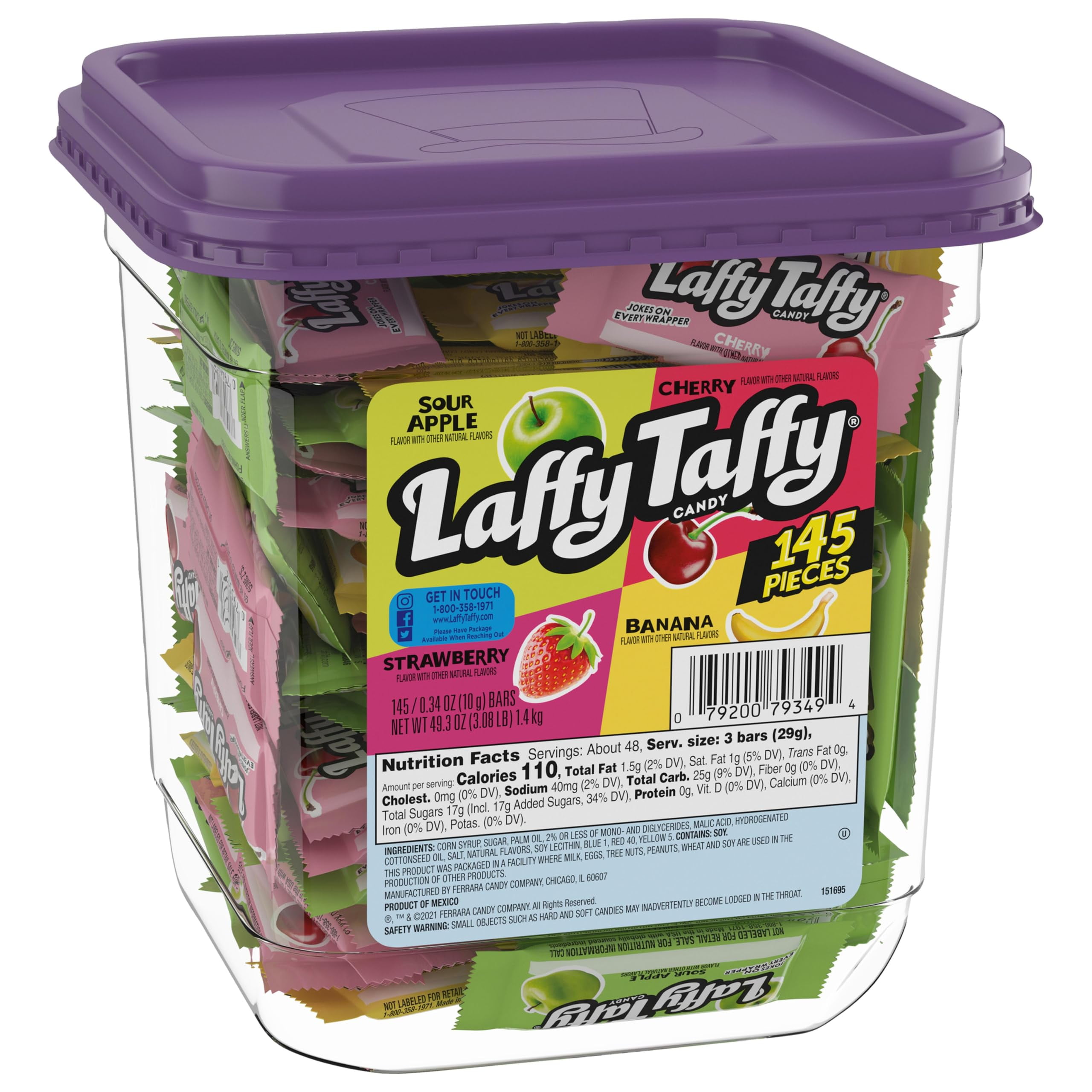 Laffy Taffy Candy, Assorted KEF28 Fruit Flavored Taffy Candy, Sour ...