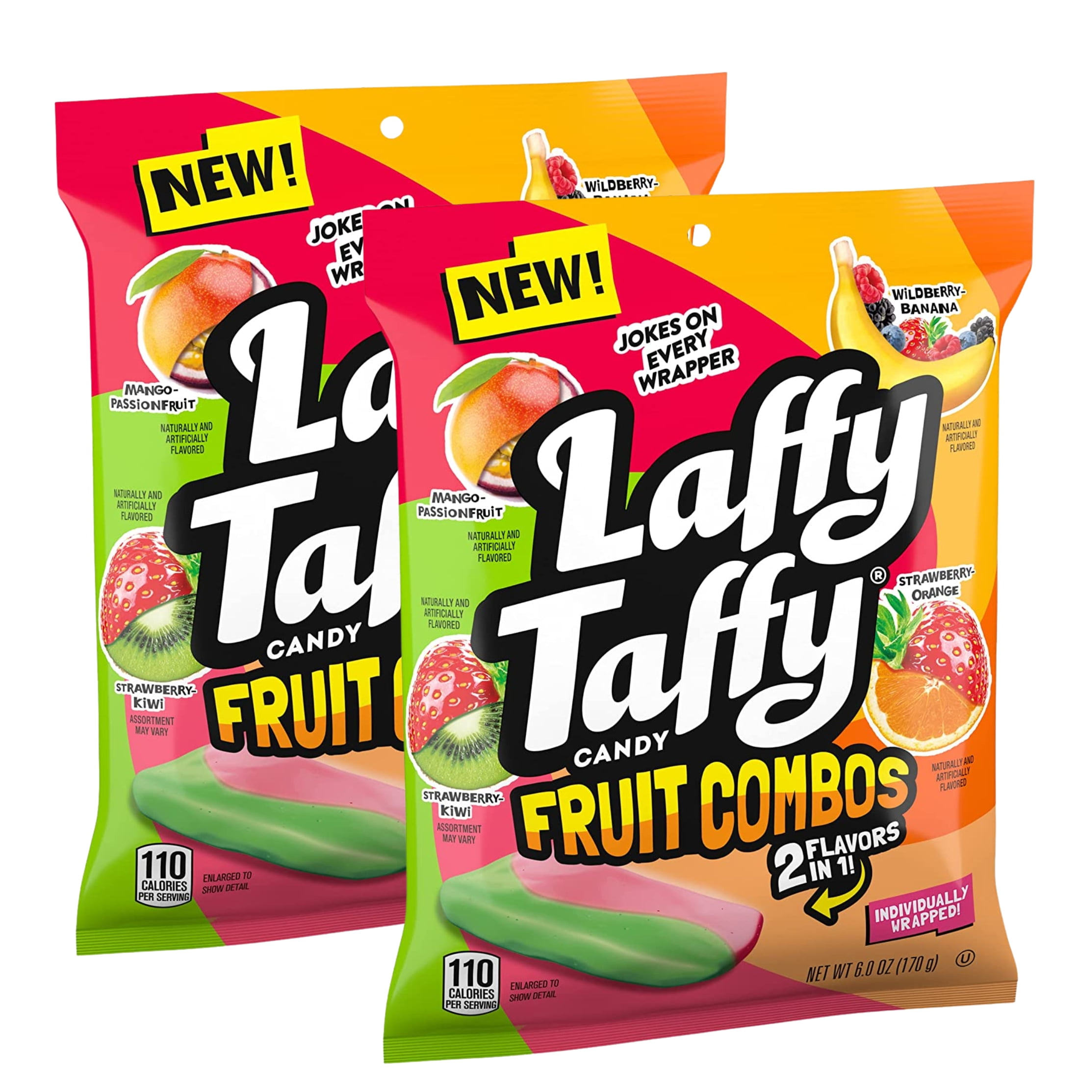Laffy Taffy Fruit Combos 2 in 1 Flavors Individually Wrapped Candy 6oz ...