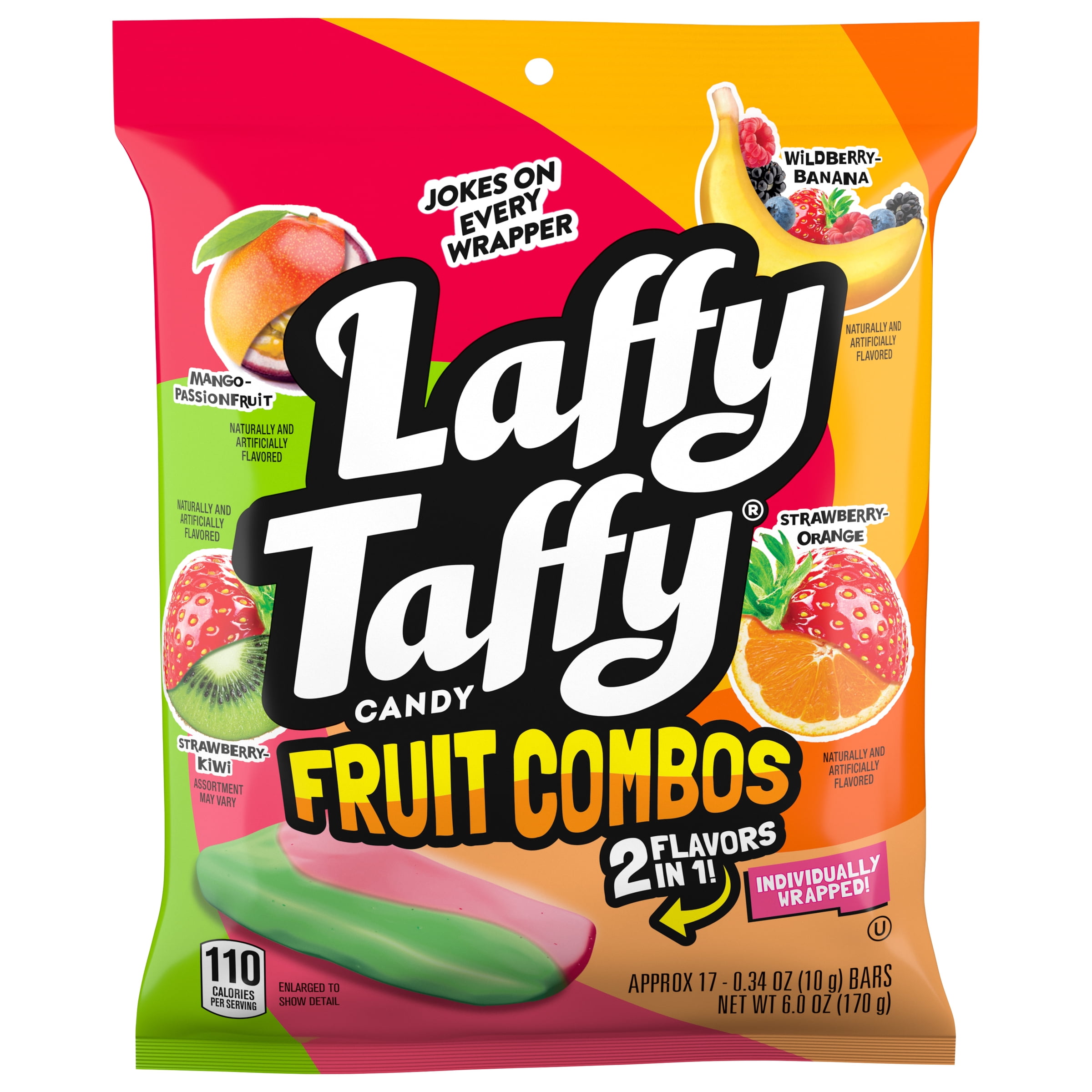 Laffy Taffy Mini Fruit Combos Dual Flavored Candy Peg 6 Oz