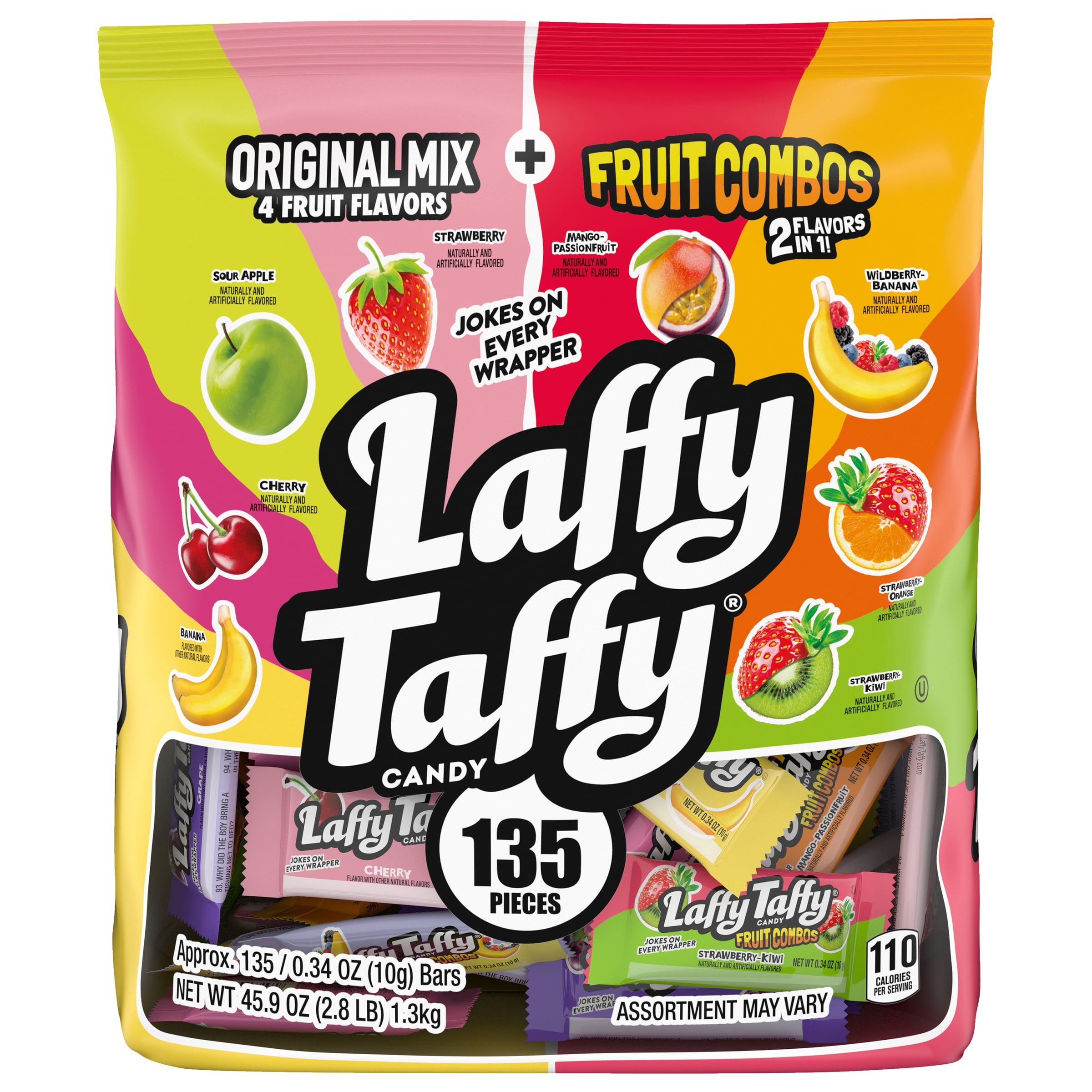 Laffy Taffy Mixed Variety Bag, Halloween Candy, 45.9 oz Bag, 135 Count ...