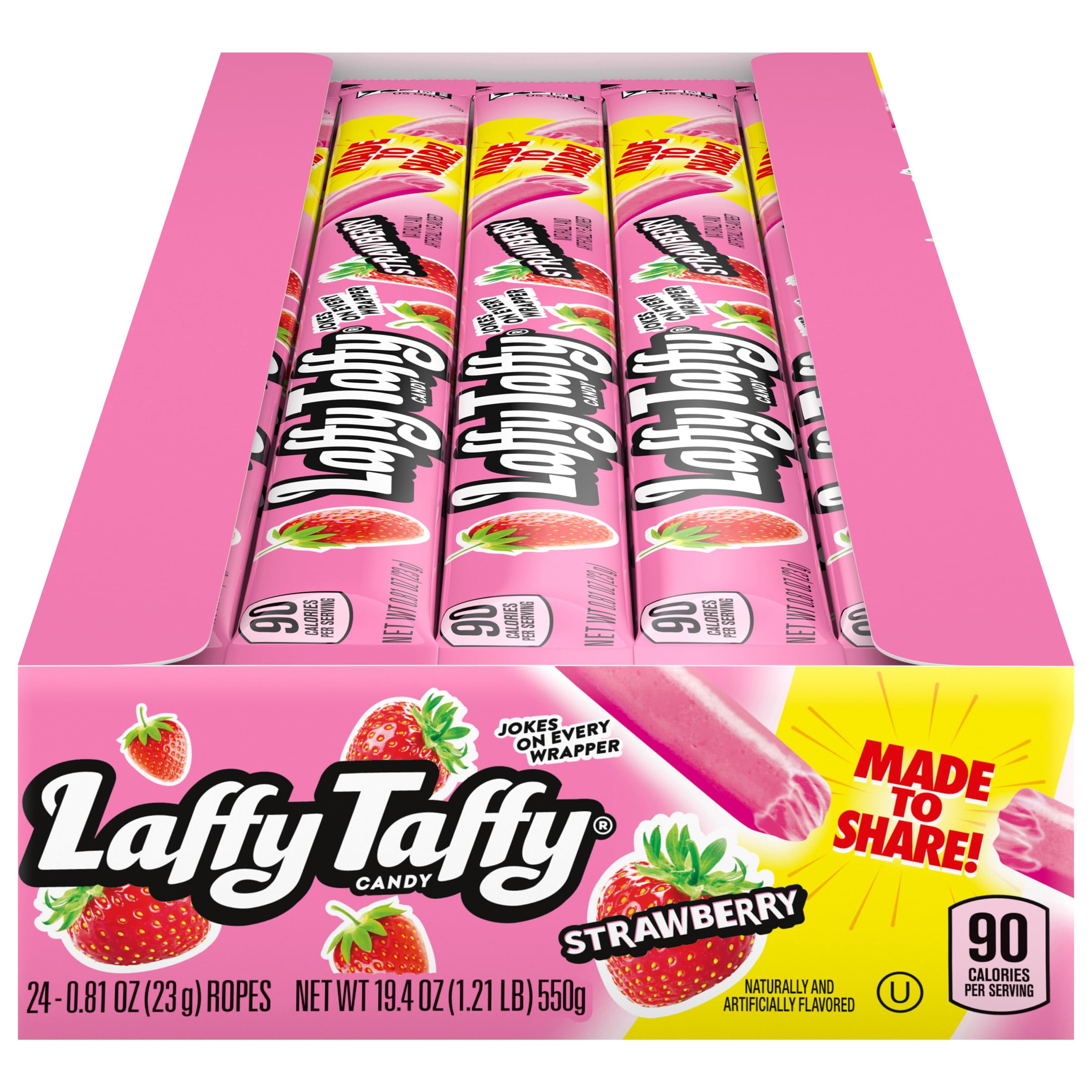Laffy Taffy Rope Candy, KEF28 Strawberry Flavor, 0.81 Ounce Ropes (Pack ...