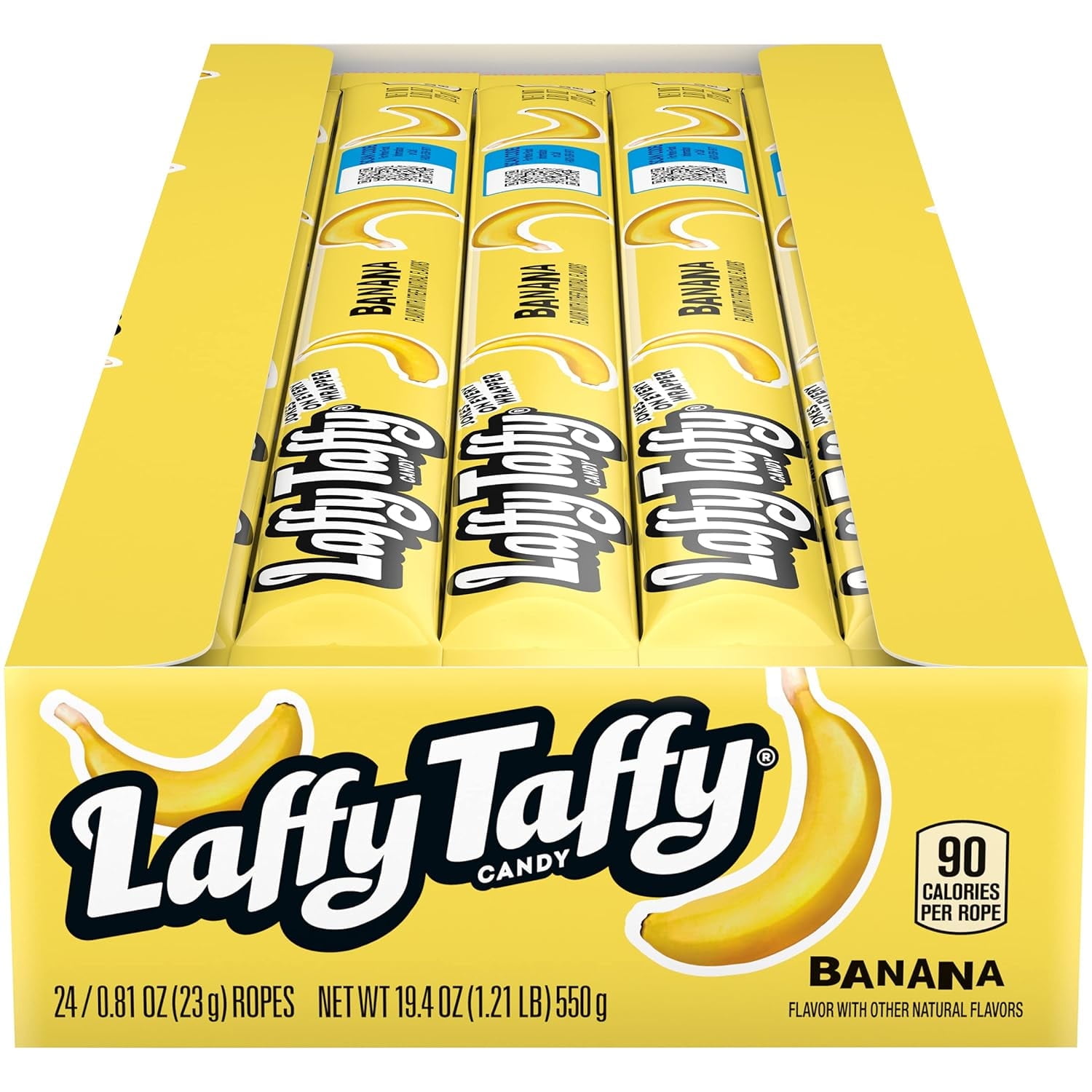 Laffy Taffy Banana Rope, Case of 24, Kosher Parve, 0.81 oz per piece ...