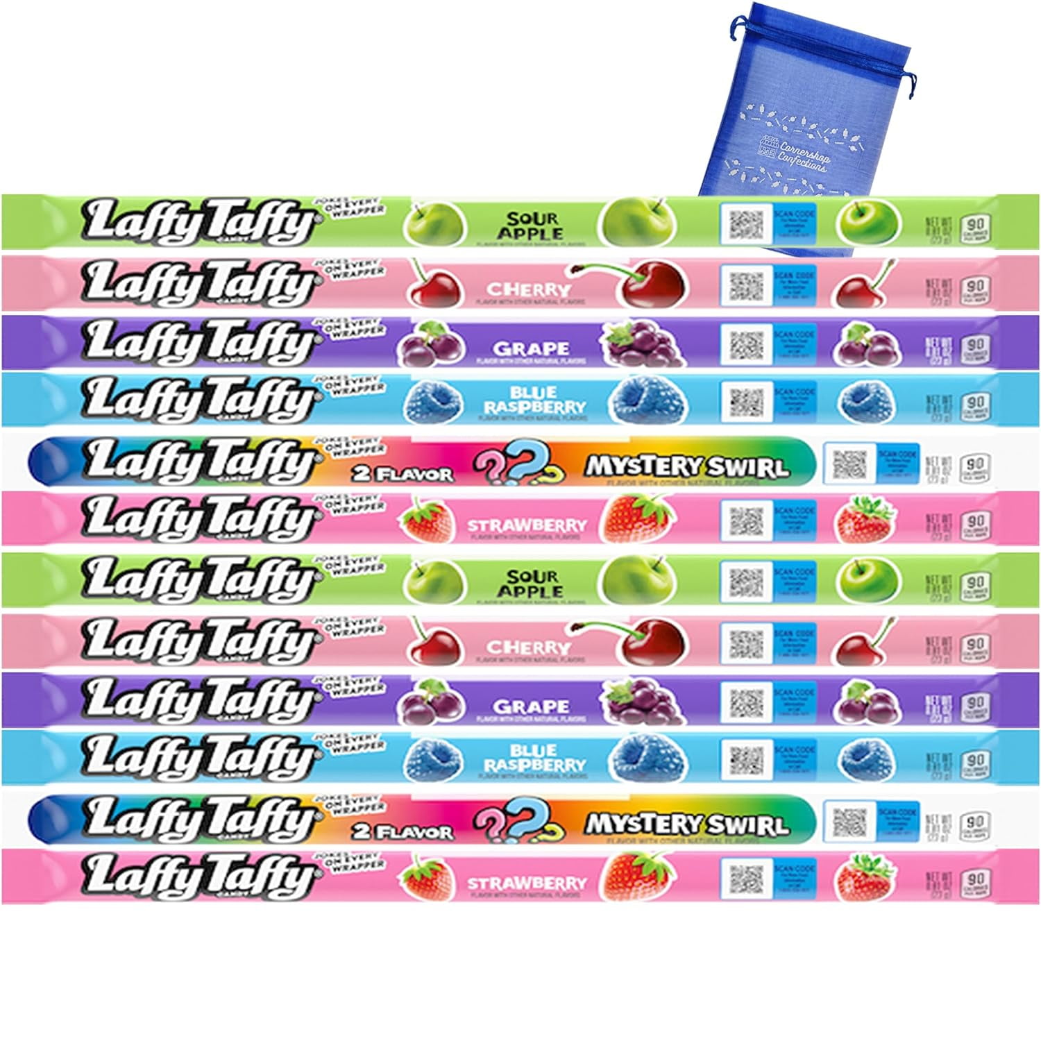 Laffy Taffy Ropes Lover's 6 Flavor Variety Pack - 12 Individually ...