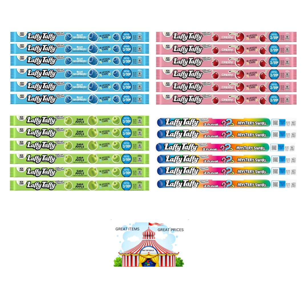 Laffy Taffy Ropes Variety Pack, Cherry, Sour Apple, Blue Raspberry ...