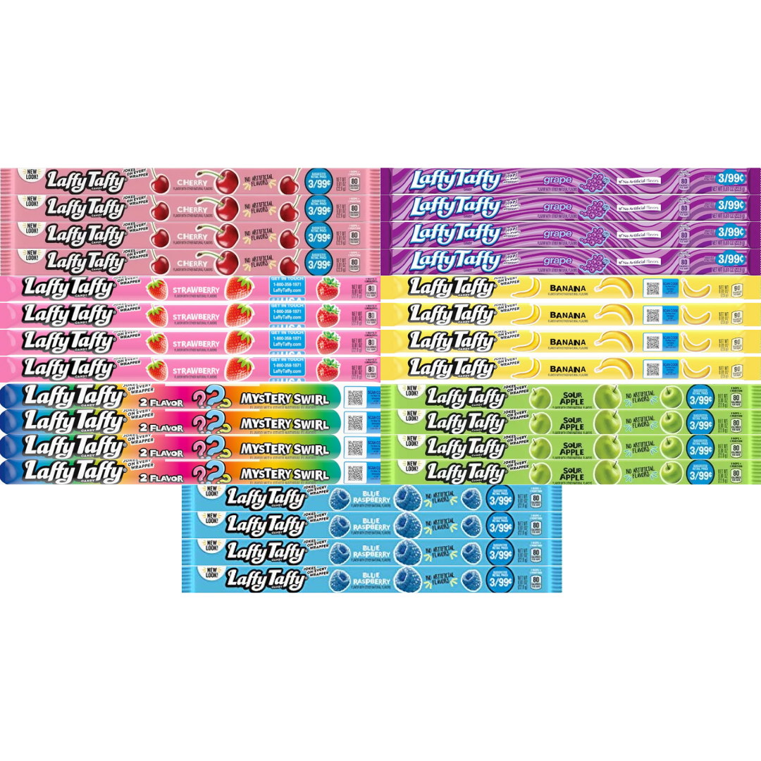 Laffy Taffy Ropes Variety Pack - Strawberry, Banana, Grape, Blue ...