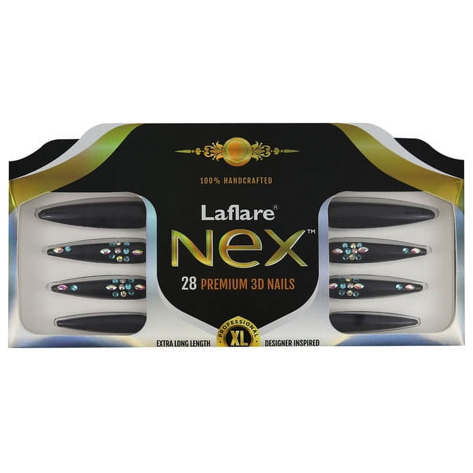 Laflare NEX 7D NAIL X-LONG Stiletto Length False Nails with Nail Glue ...