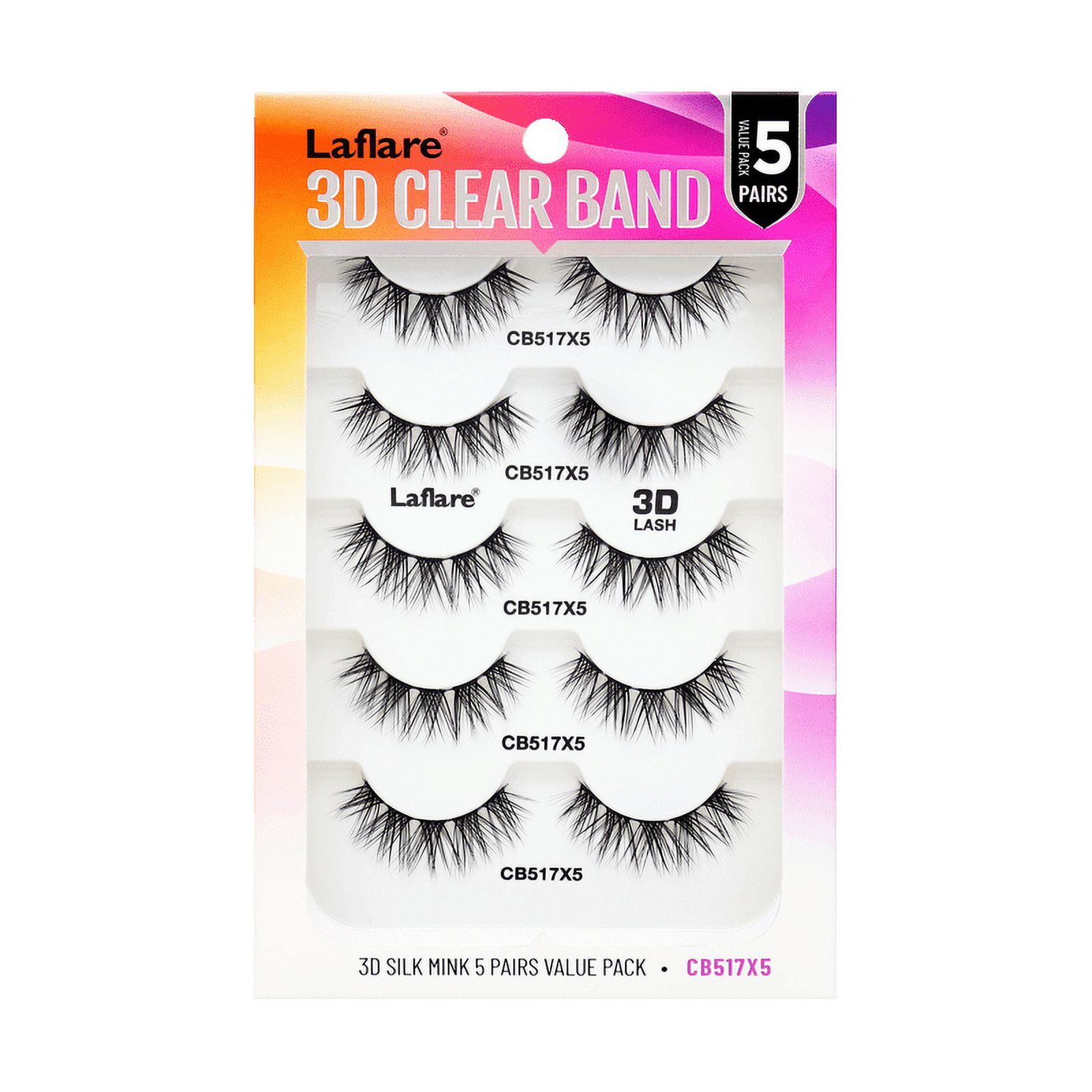 Laflare Strip Lashes look like Eyelash Extensions Clear Band 3D Natural ...