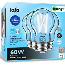 LafoHome EcoBright A19 LED Filament Bulb, 60W Equivalent, 2700K Warm ...