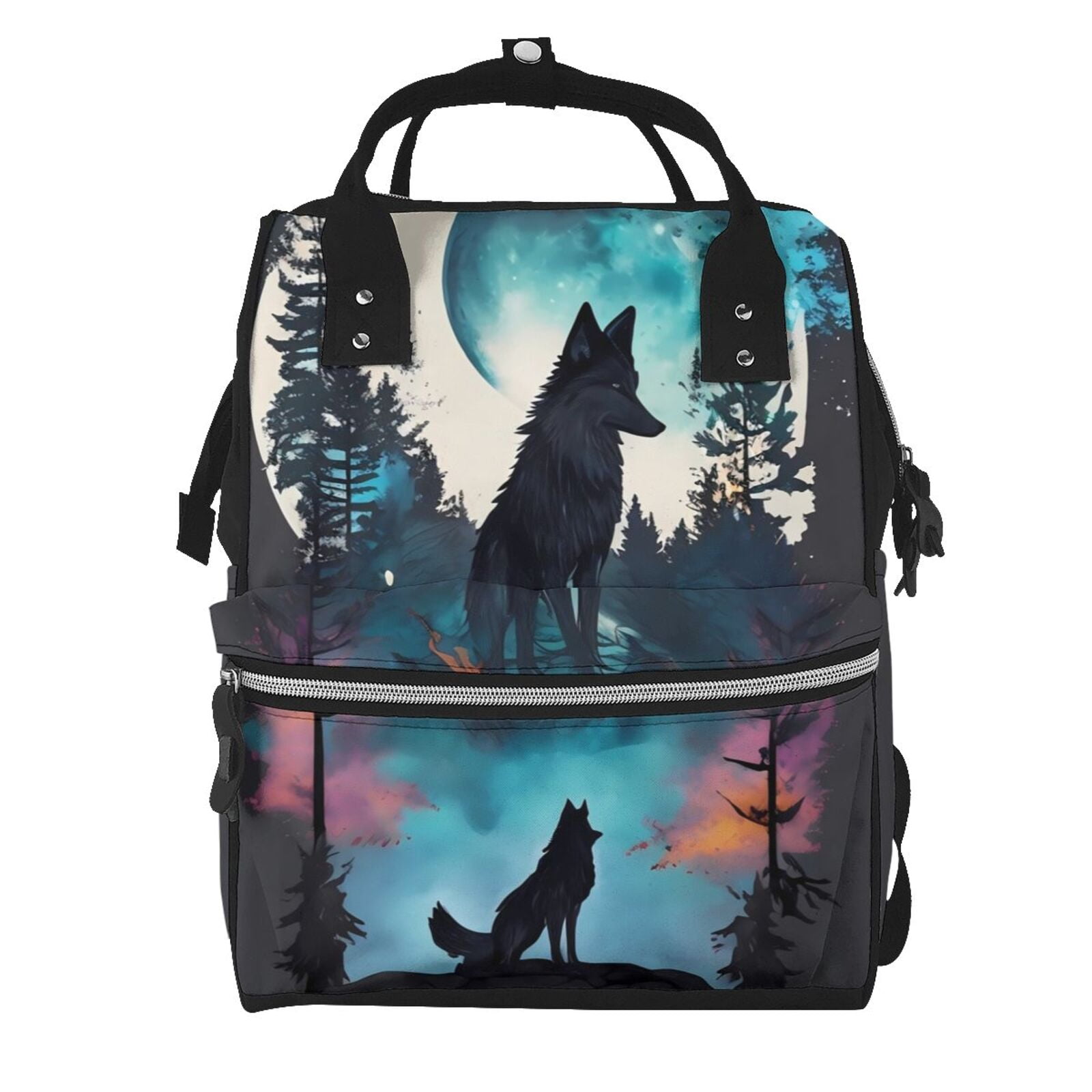 Lafuoo Artistic Moon Valley Wolf Pattern Multifunctional Mommy Backpack ...