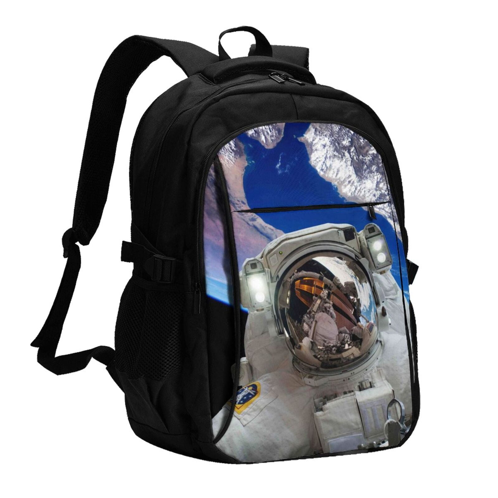Lafuoo Astronaut in Outer Space Pattern USB Backpack, Multi-Pocket ...