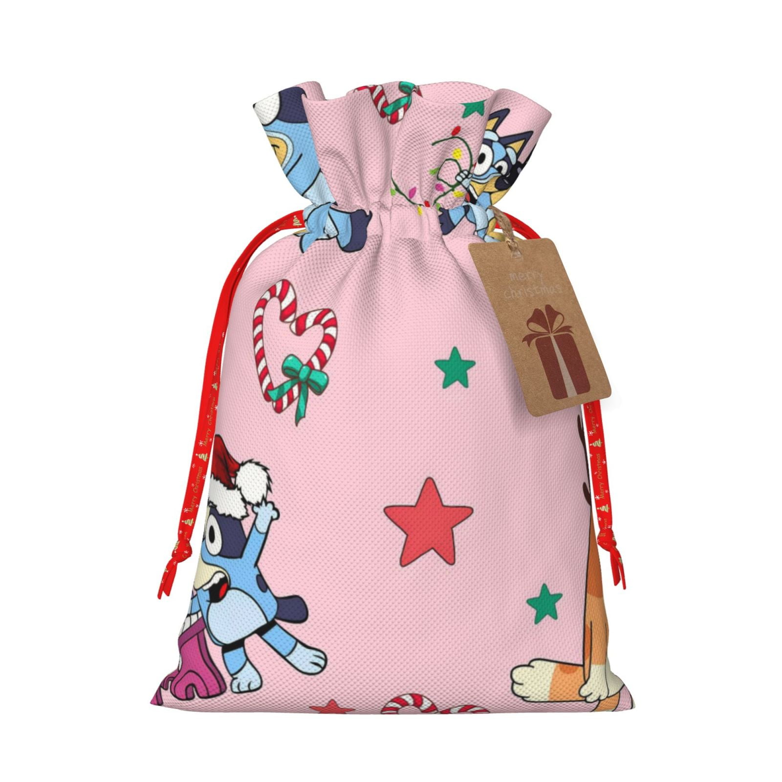 Lafuoo Bluey Pattern Drawstring Linen Gift Bag, Christmas Drawstring ...