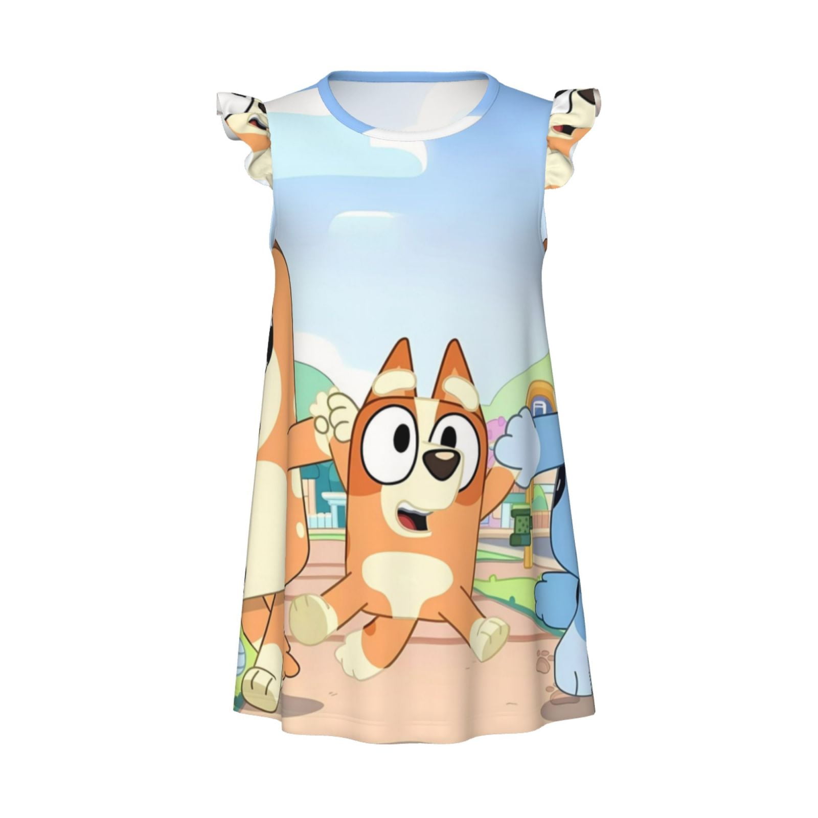 Lafuoo Bluey Pattern Girls' Small Flying Sleeve Nightdress, Suitable ...
