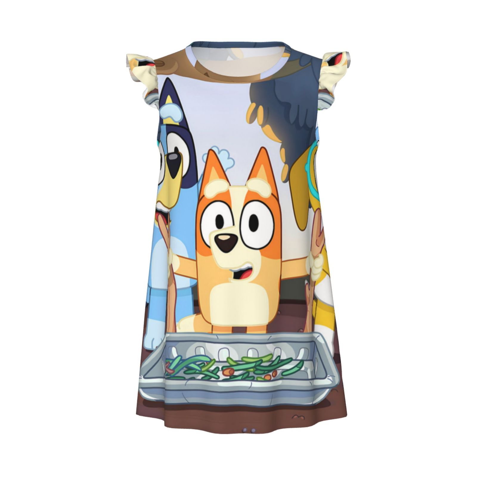 Lafuoo Bluey Pattern Girls' Small Flying Sleeve Nightdress, Suitable ...