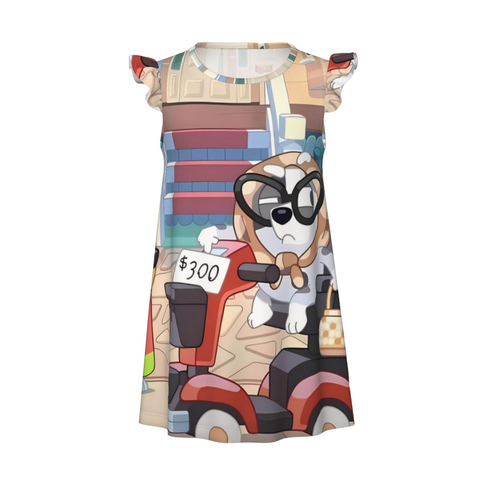 Lafuoo Bluey Pattern Girls' Small Flying Sleeve Nightdress, Suitable ...